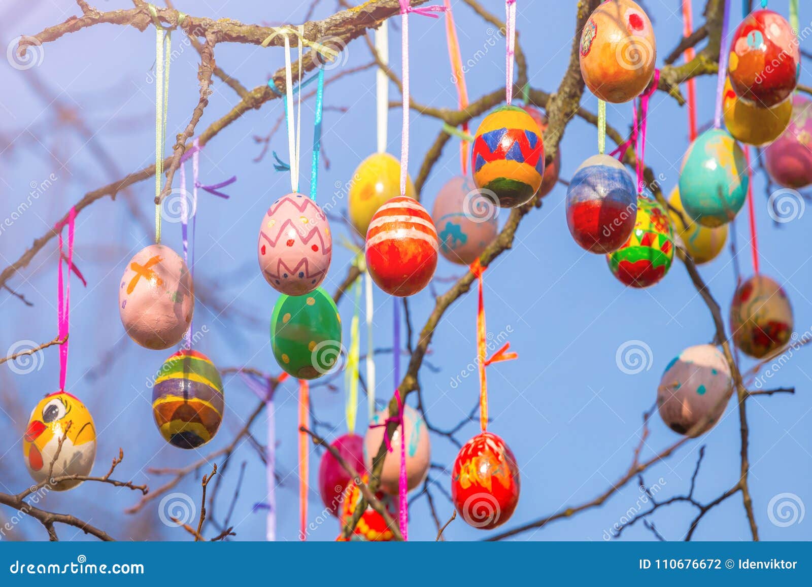 Easter Tree Branch with Eggs Stock Photo - Image of baby, bright: 110676672