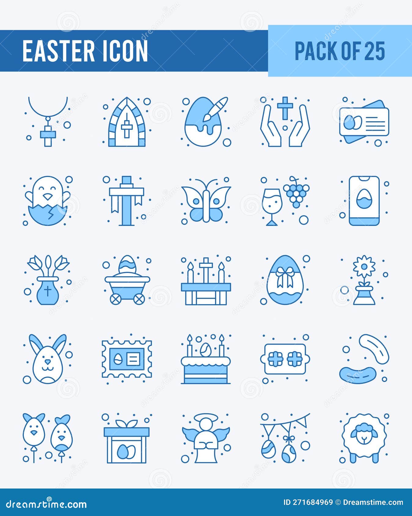 25 Easter. Two Color Icons Pack. Vector Illustration Stock Vector ...