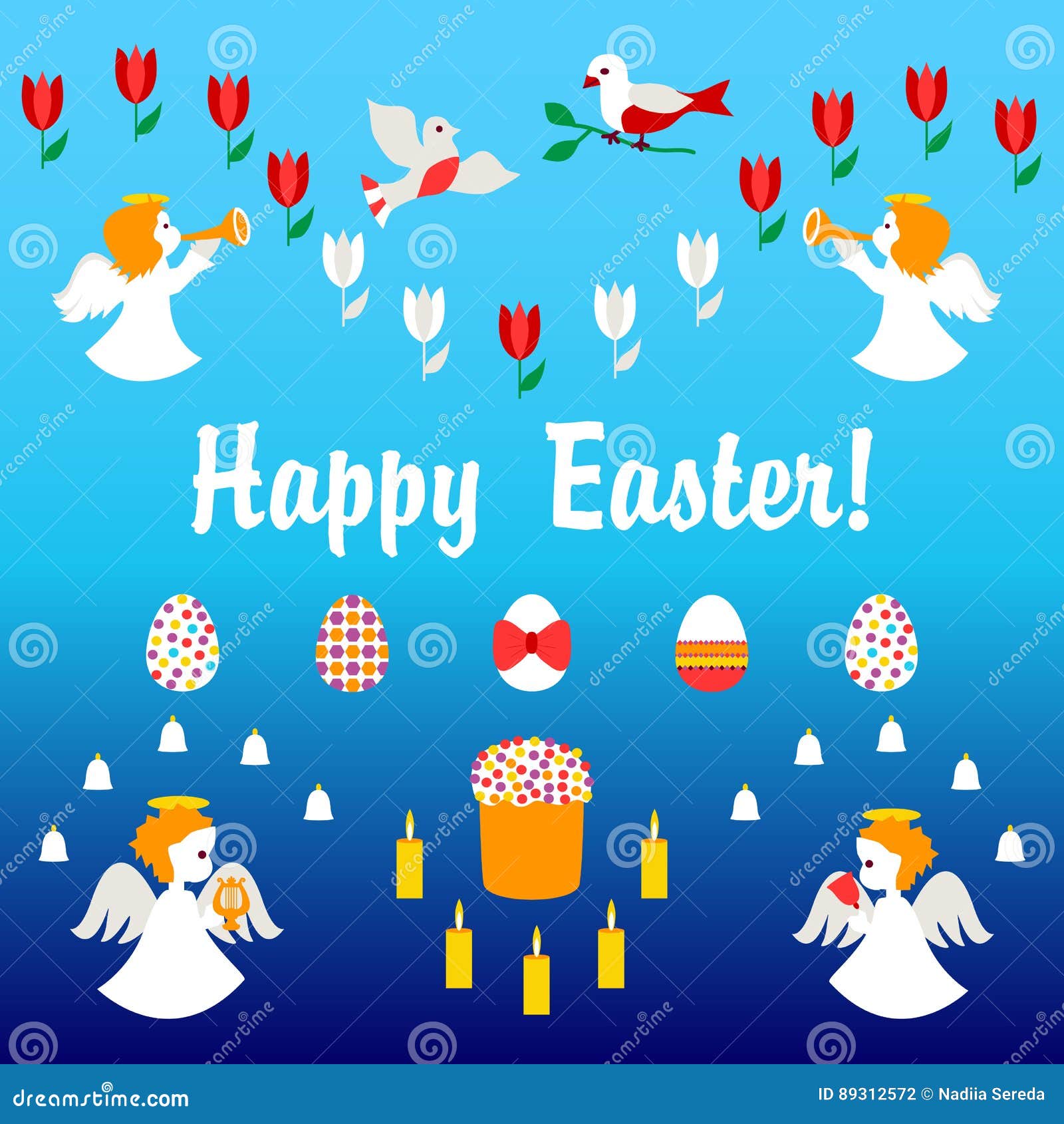 Easter Vector Card with Angels Stock Vector - Illustration of holiday ...