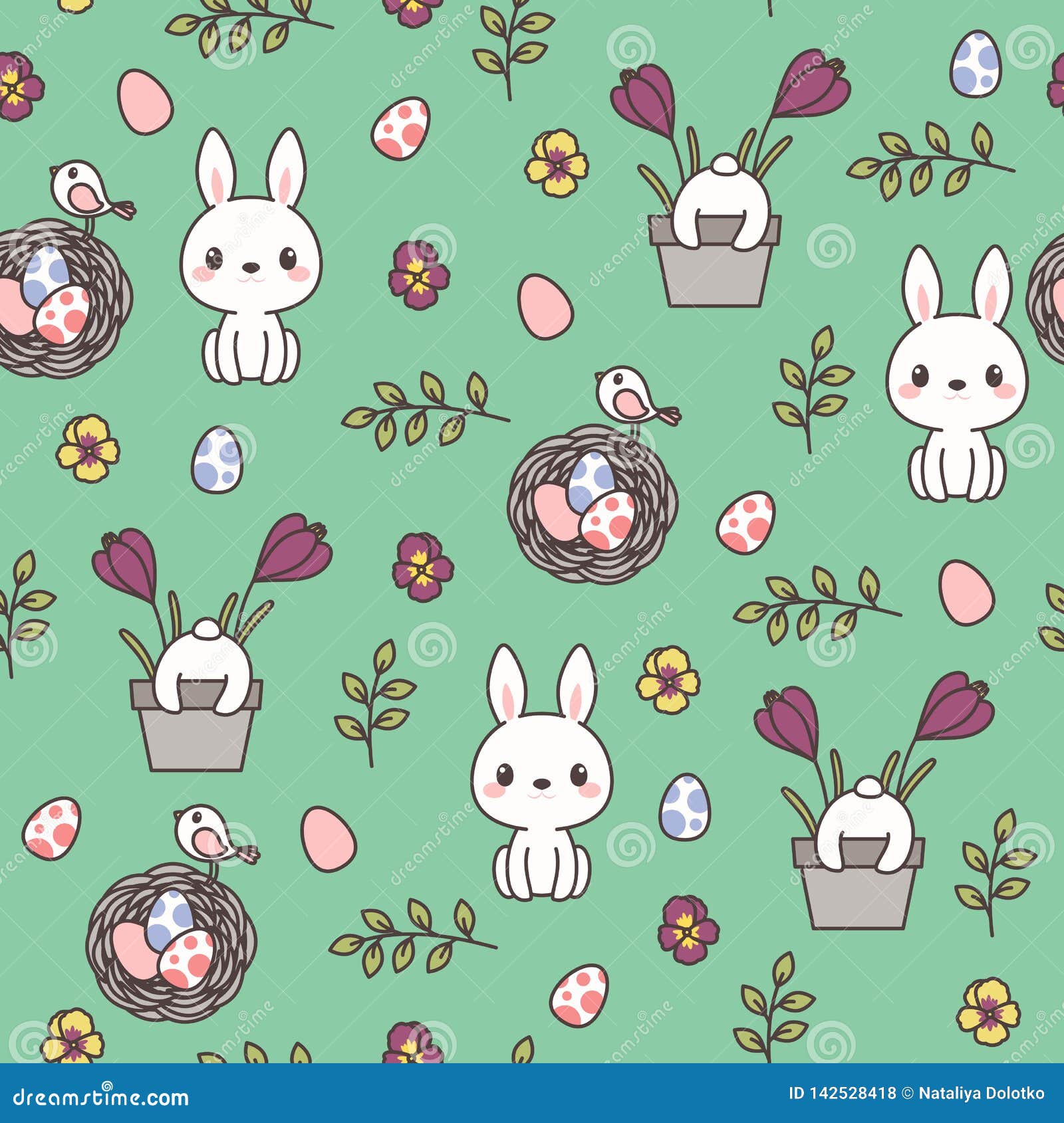 Easter Vector Seamless Pattern Stock Vector - Illustration of seamless ...