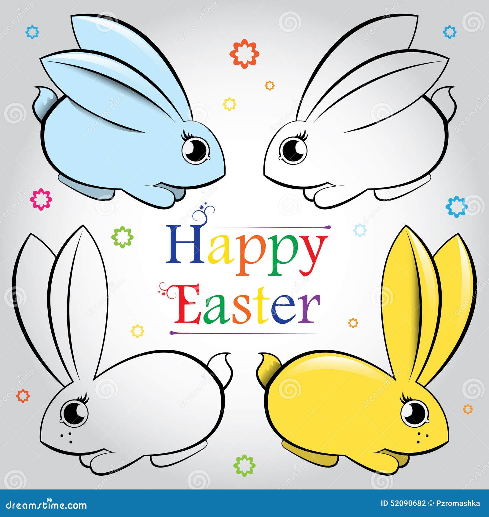 Easter. Vector Set of Rabbits Stock Vector - Illustration of colorful ...