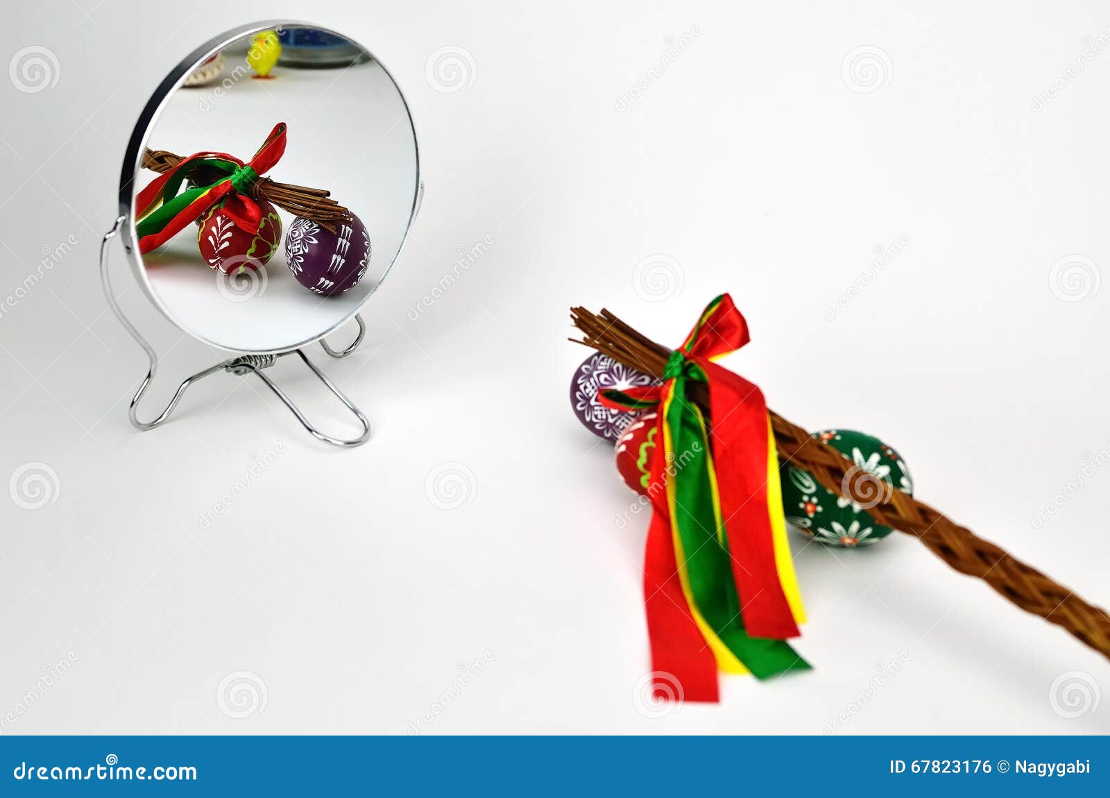 Easter whip in the mirror stock photo. Image of event - 67823176