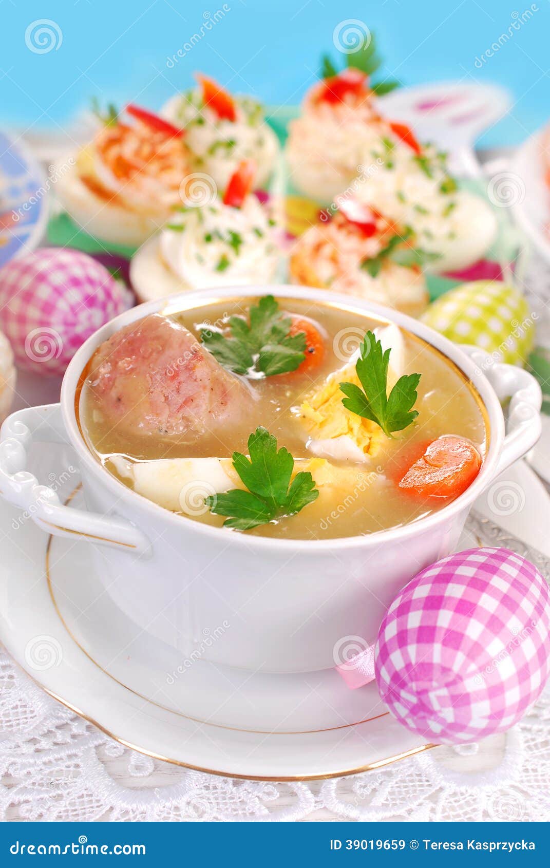 Easter White Borscht with Egg and Sausage Stock Image - Image of folk ...
