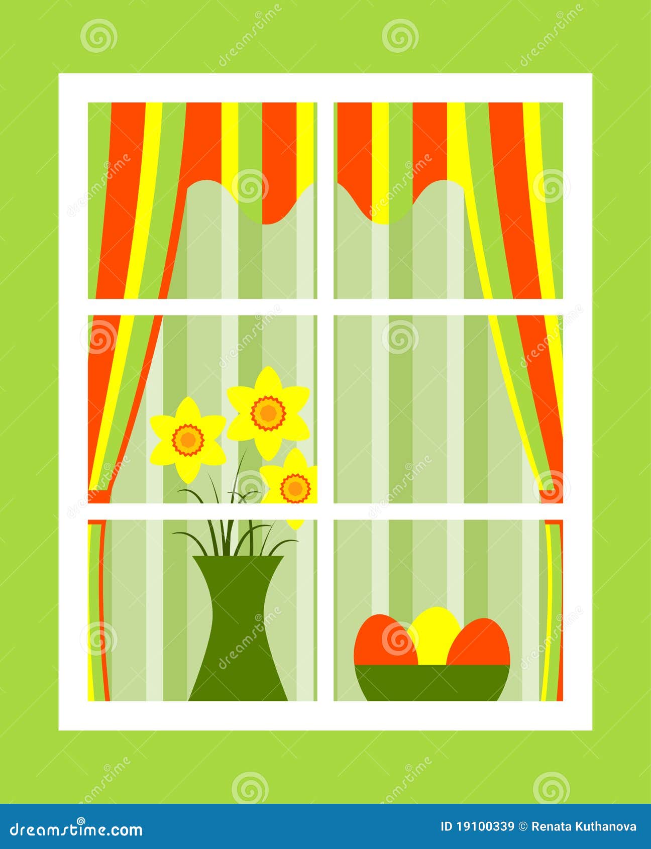 Easter window stock vector. Illustration of plant, home - 19100339
