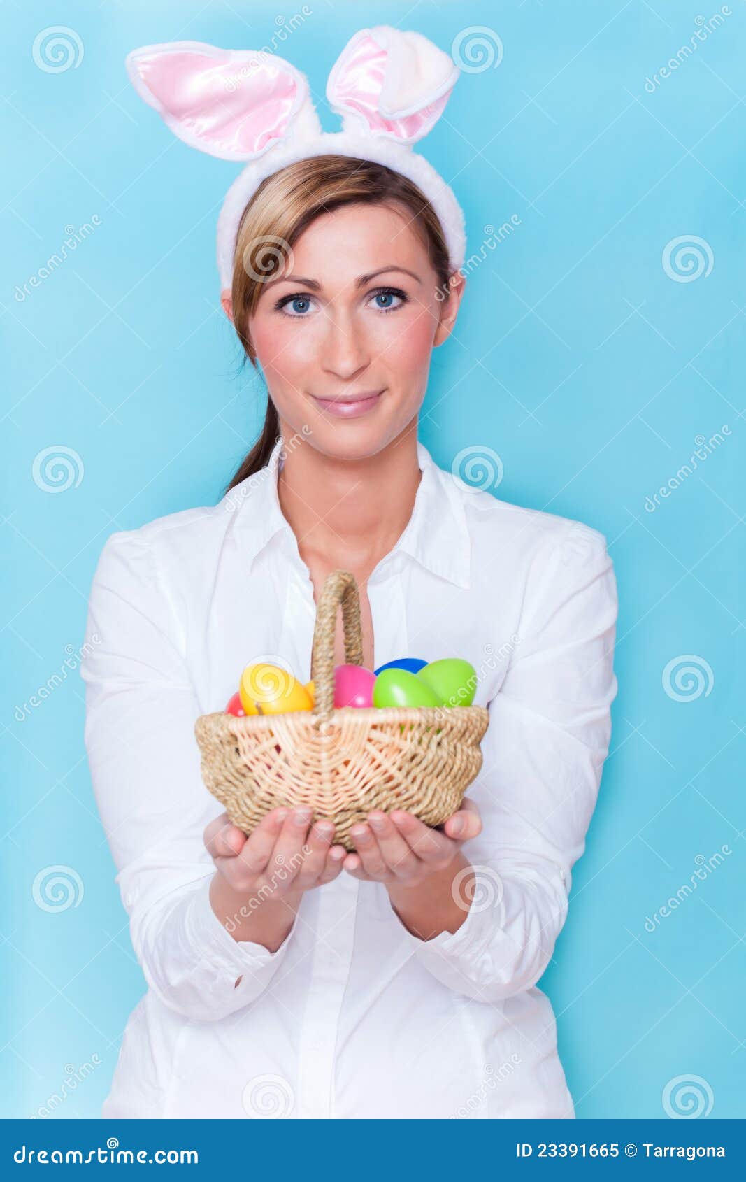 Easter woman stock image. Image of pink, bunny, people - 23391665