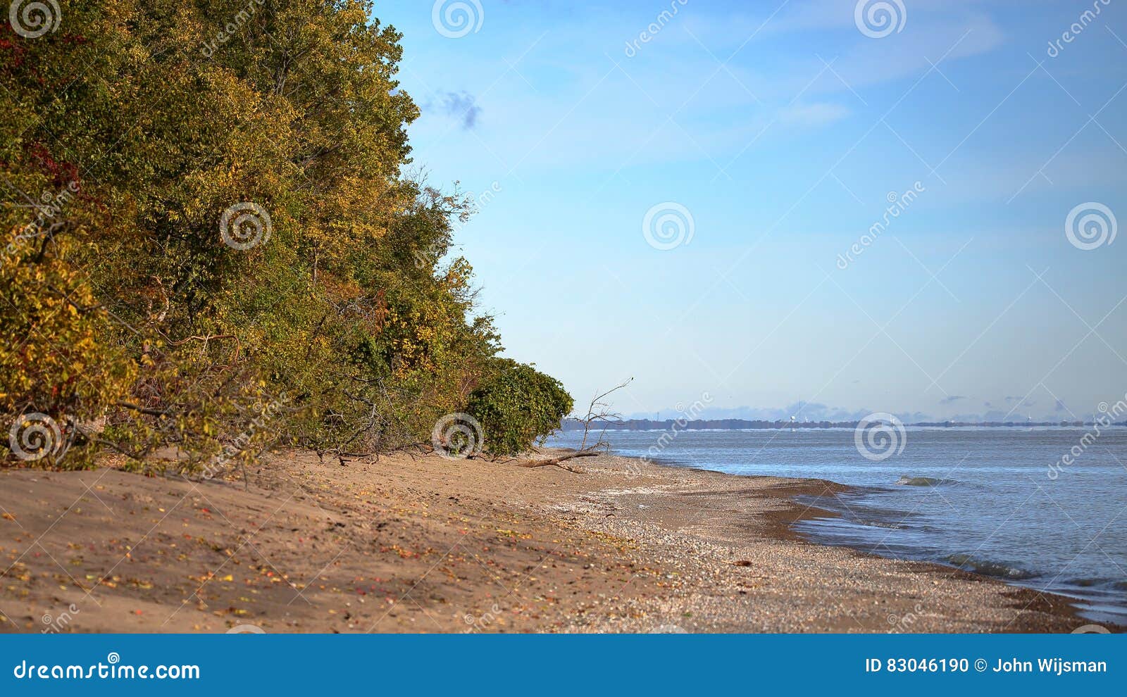 Eastern Beach with Treeline at Point Peele National Park Stock Photo ...