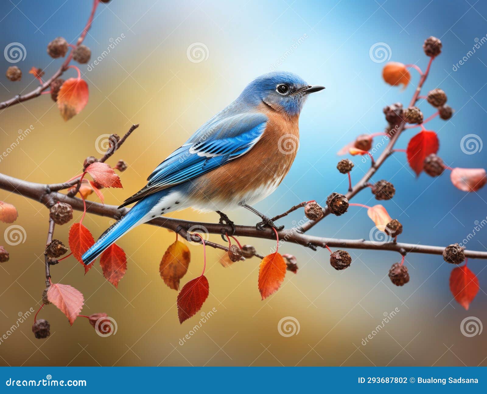 Eastern Bluebird Coloring Page For Kids And Adults. Royalty-Free ...