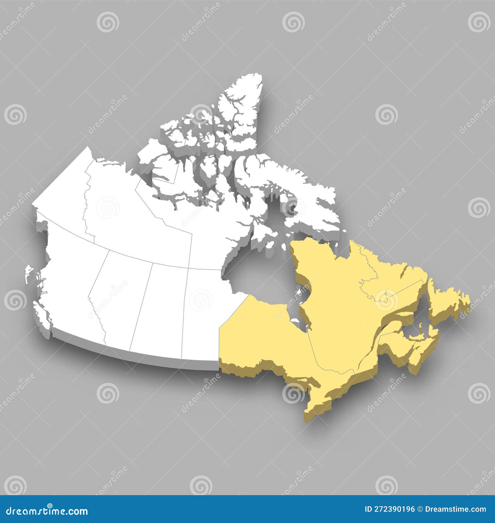 Canada Region Silhouettes Set And Blank Map Of The Country Isolated On ...
