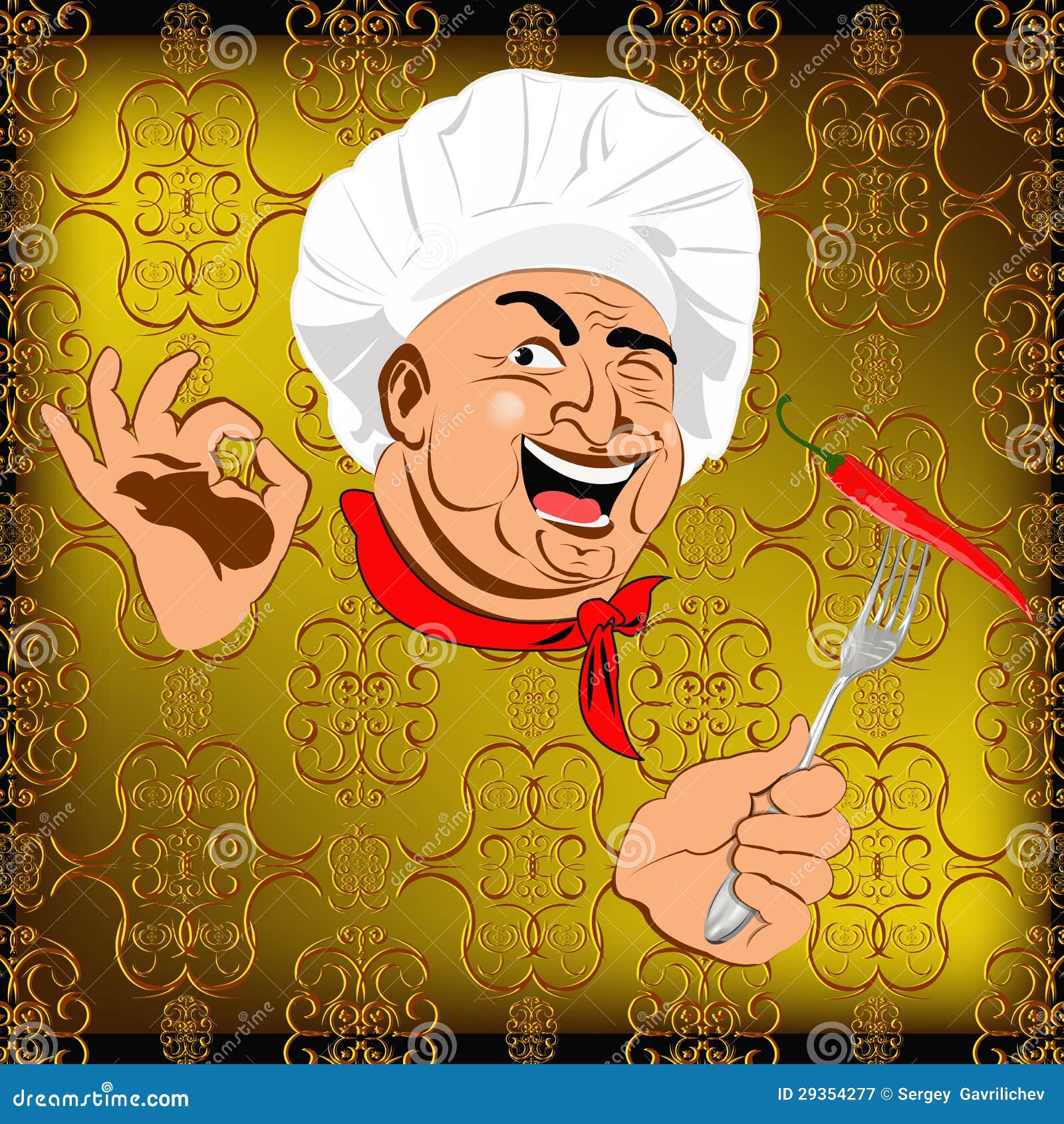 Eastern Chef And Big Plate Cartoon Vector | CartoonDealer.com #29340529