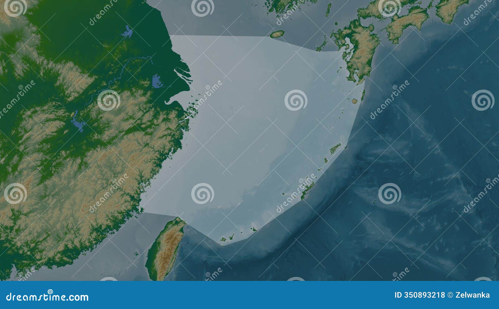 Eastern China Sea Highlighted. Physical Map Stock Illustration ...