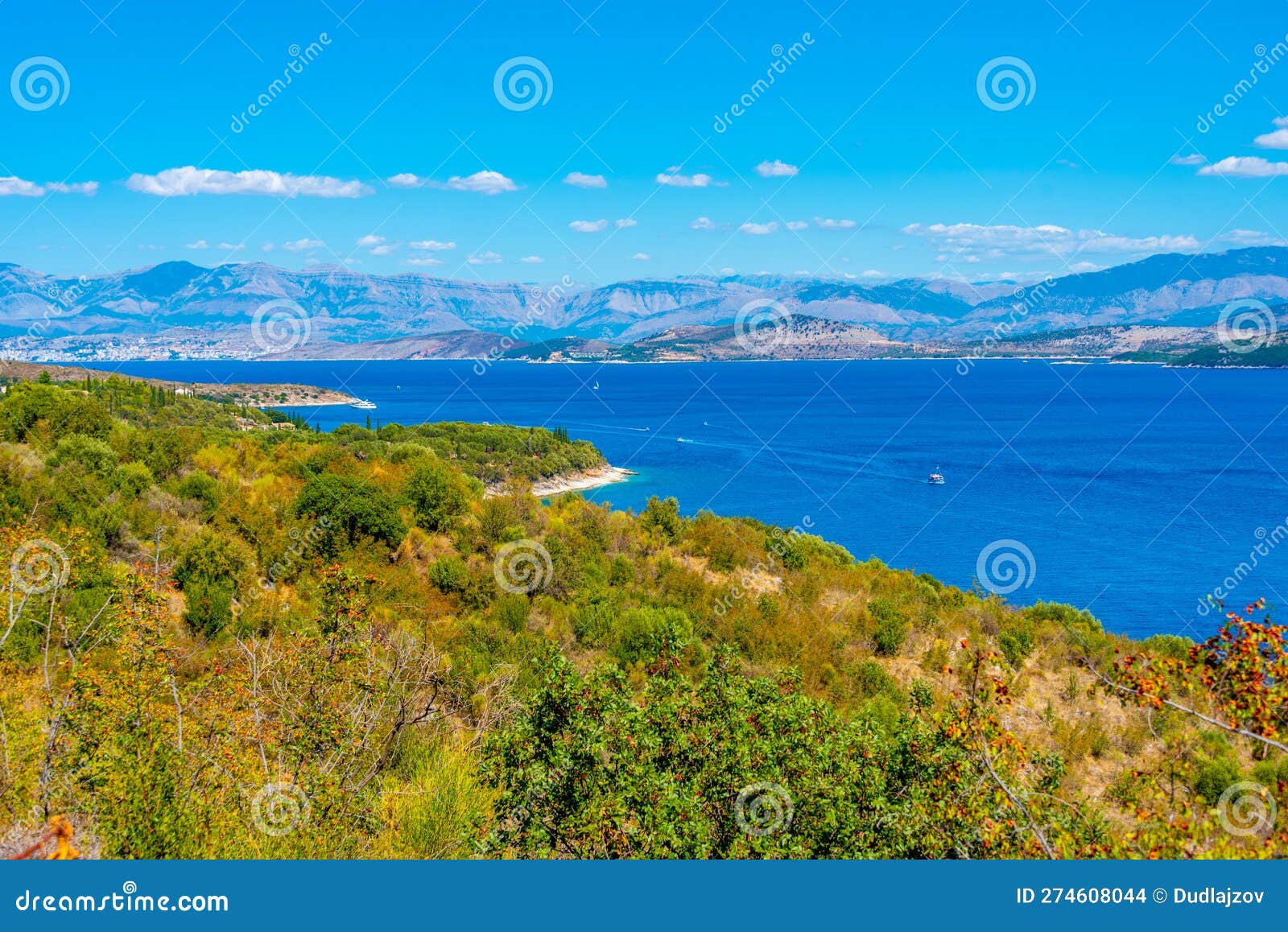 Eastern Coastline of Greek Island Corfu Stock Photo - Image of strait ...