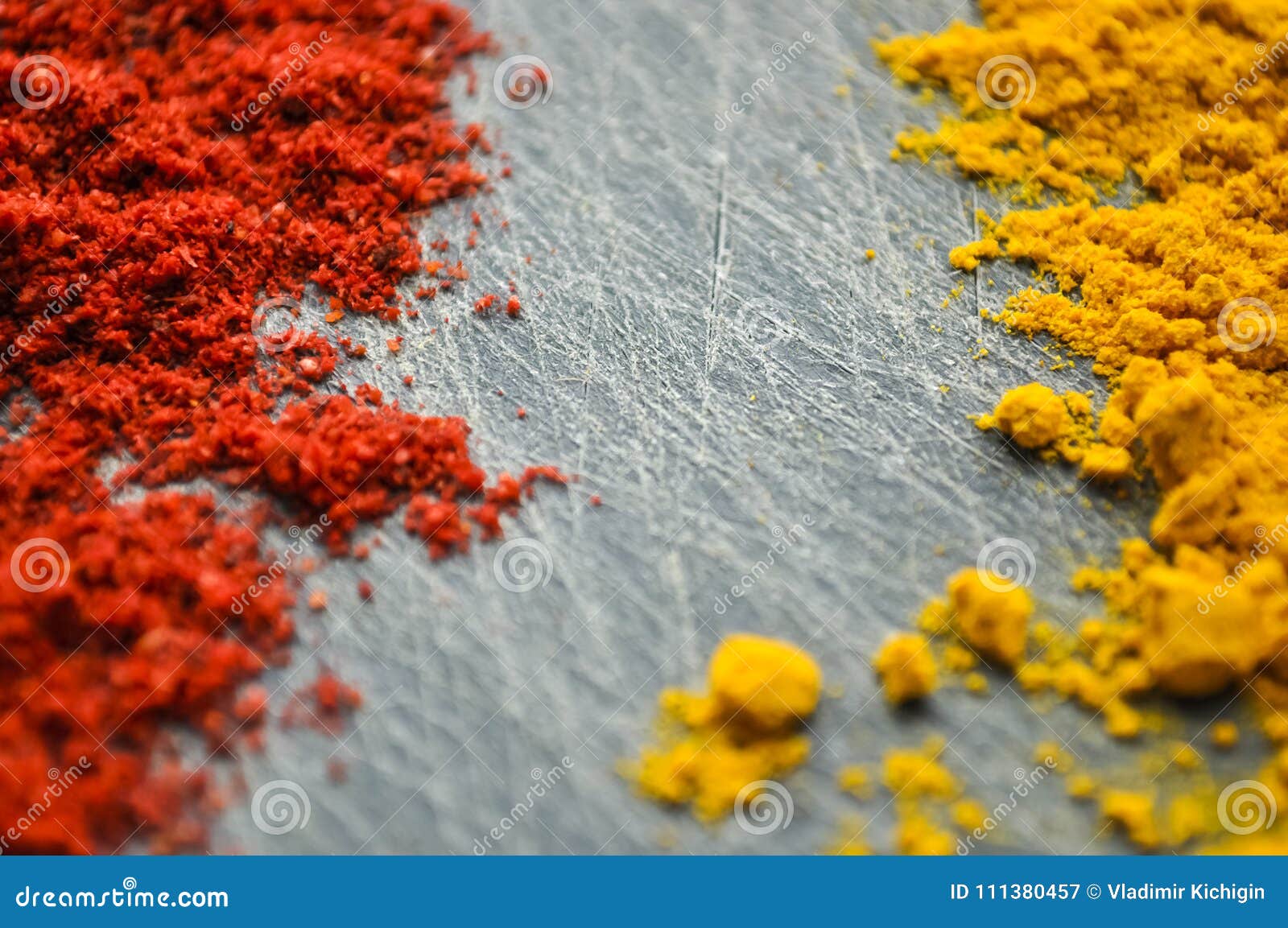 Eastern Condiments Scattered on a Table at Home. Turmeric and Pe Stock ...