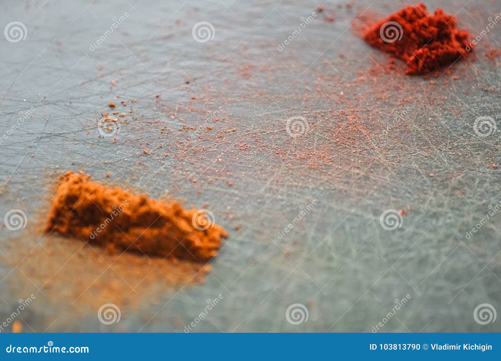 Eastern Condiments Scattered on a Table at Home. Turmeric and Pe Stock ...