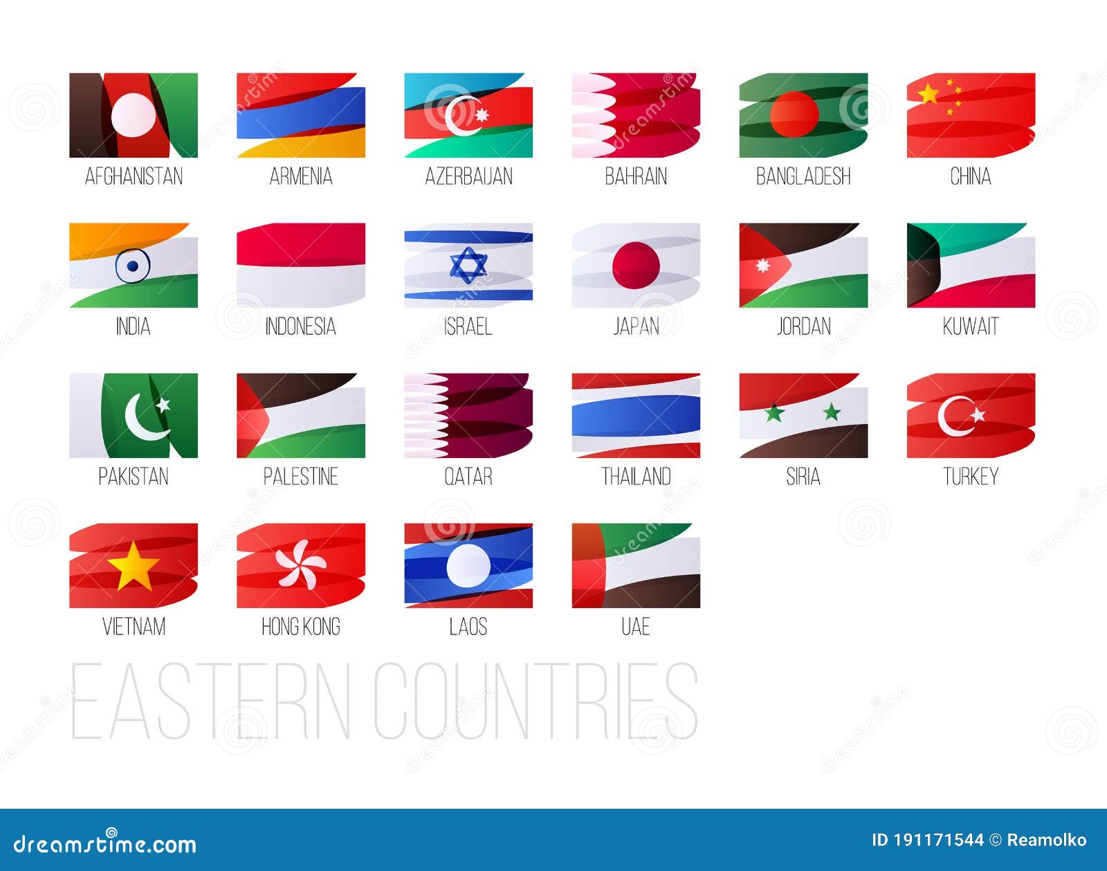 Eastern Countries Flags Set. National Symbols Illustration. Stock ...