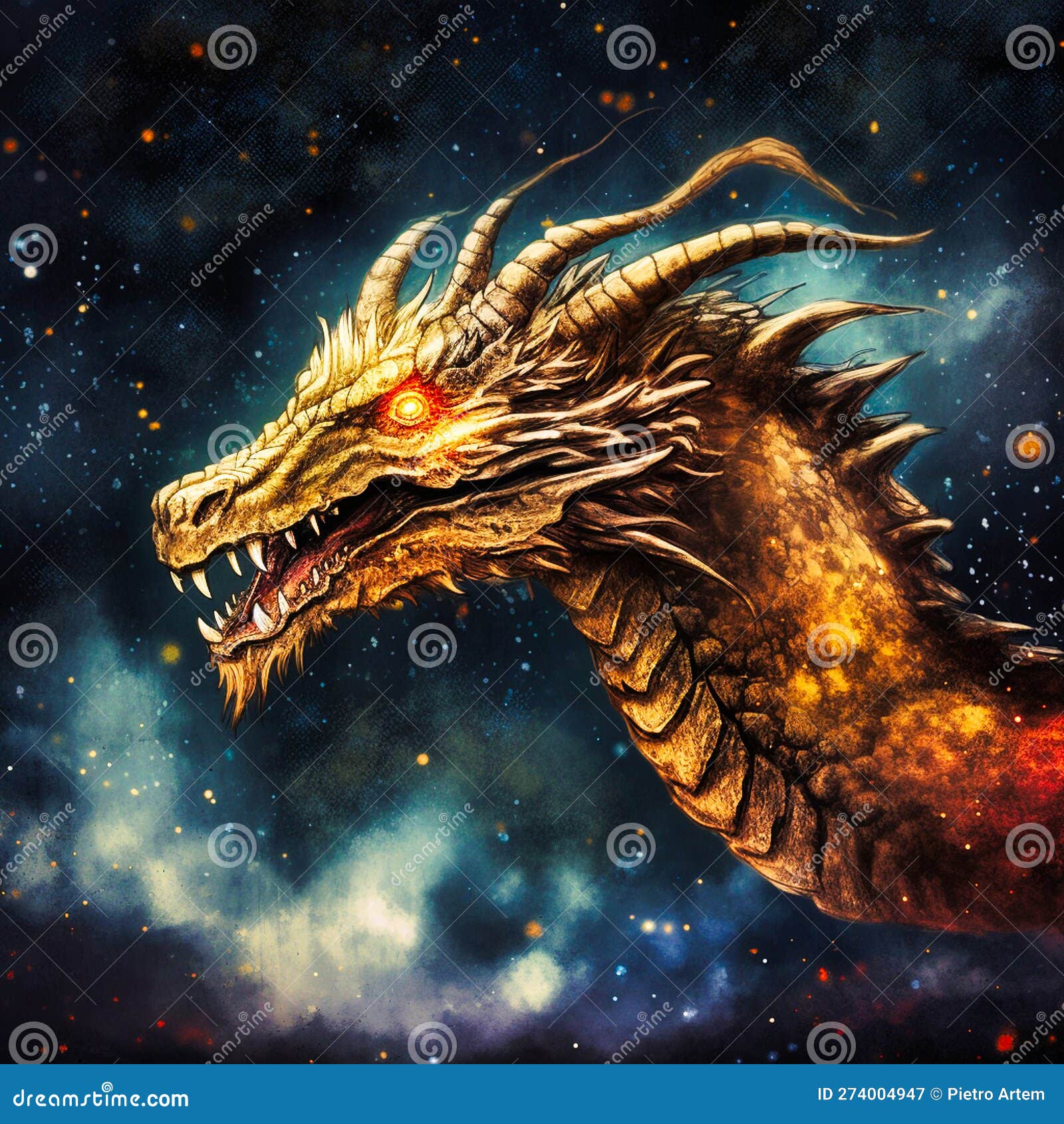 The Eastern Dragon Flies Headlong in a Deserted Stormy, Generative AI ...