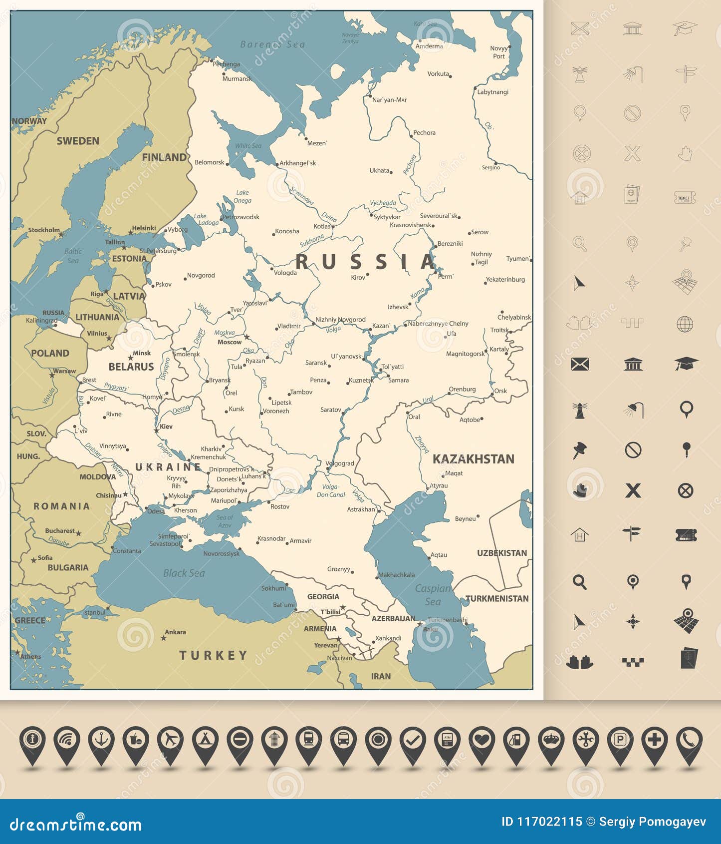 Eastern Europe And Western Asia, Political Map, With Capitals And ...
