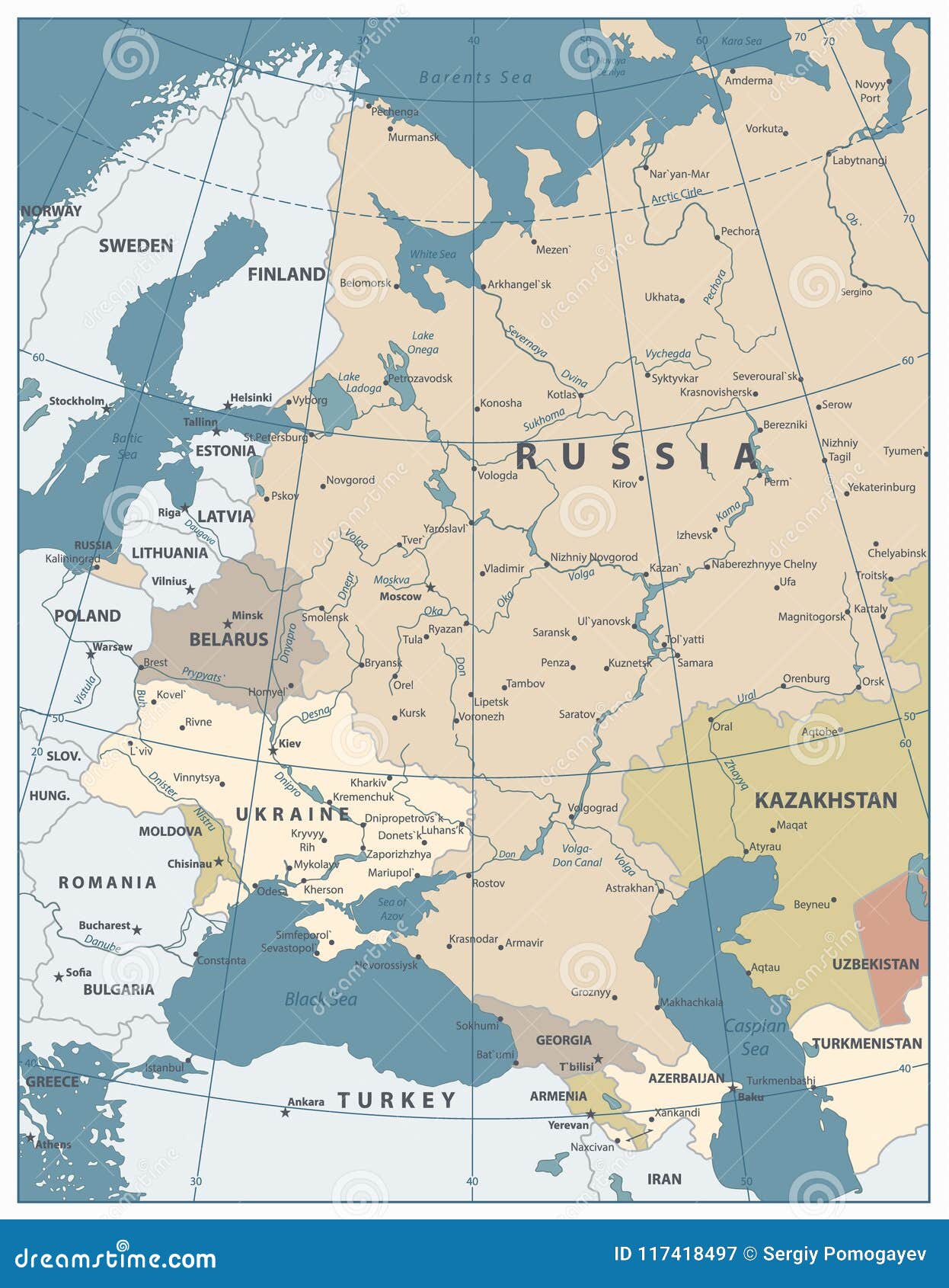 Eastern Europe Map Old Colors Cartoon Vector | CartoonDealer.com #117418497