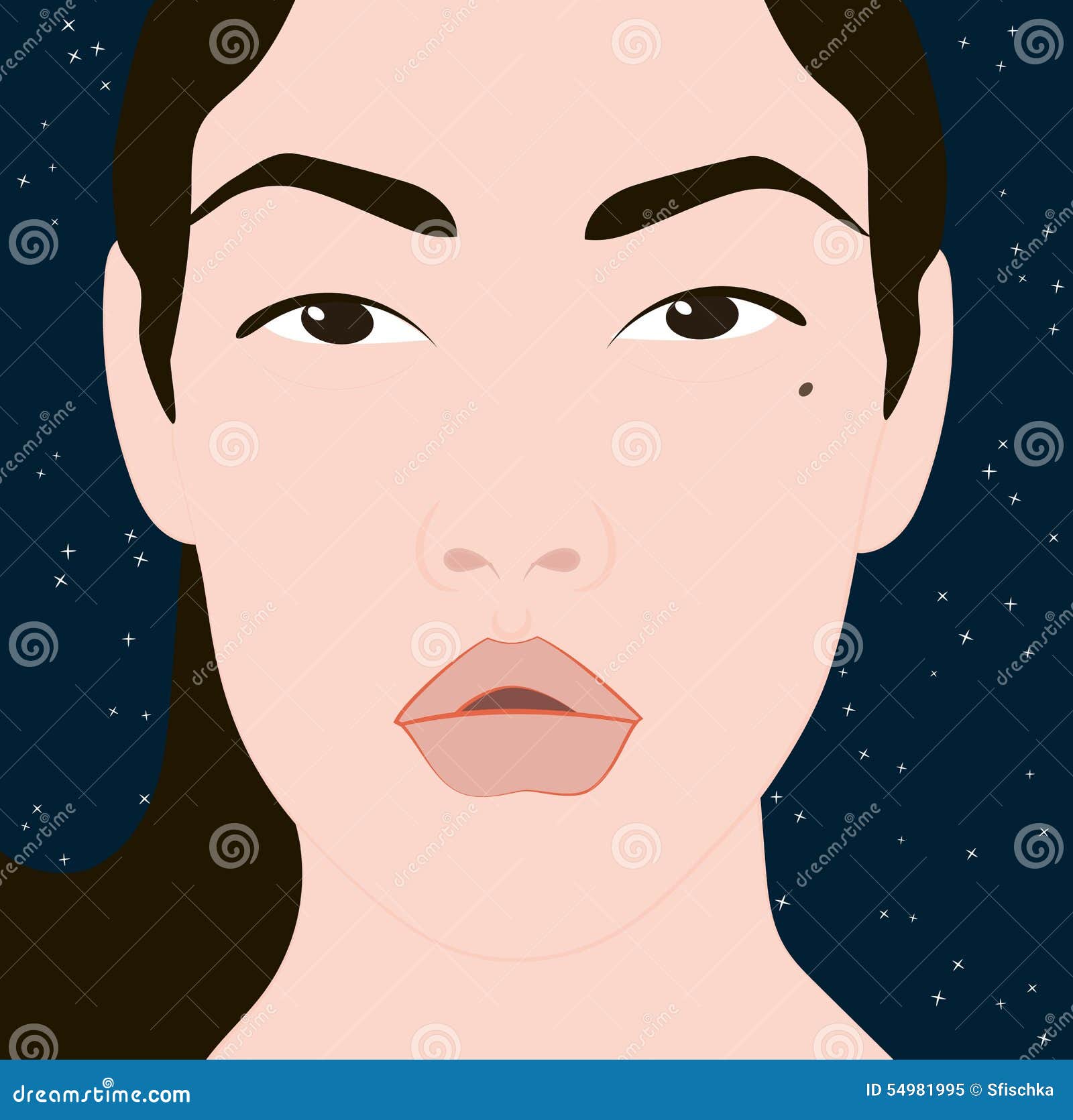 Eastern face girl stock vector. Illustration of lips - 54981995