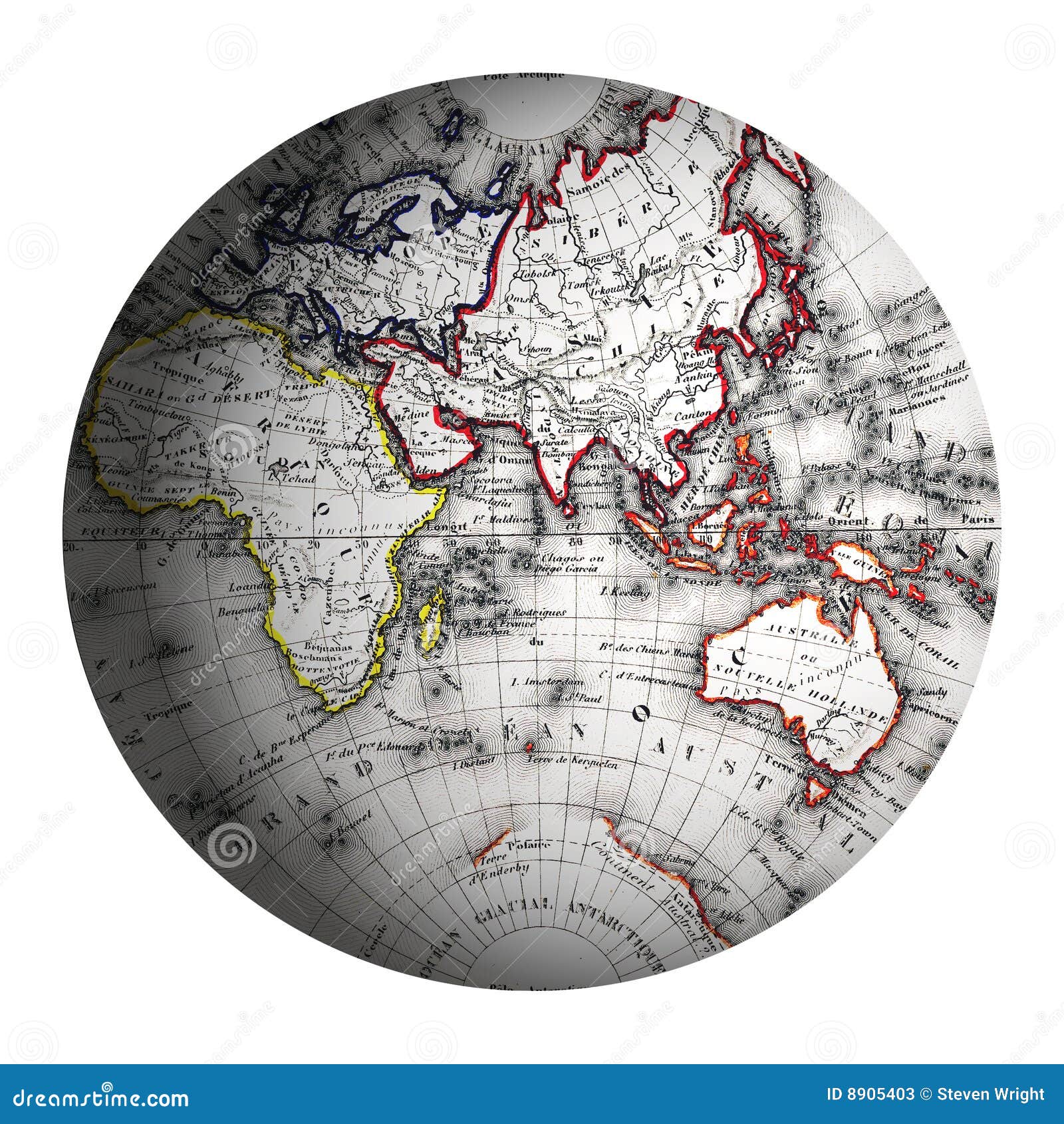 Eastern Hemisphere World Globe Stock Illustration - Illustration of ...