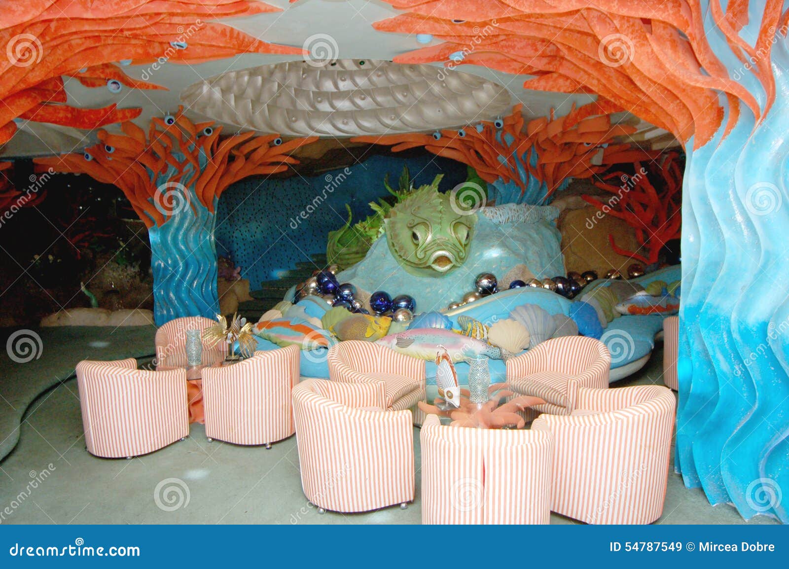 Eastern Interior of Beautiful Restaurant, Water Theme, Acapulco, Mexico ...