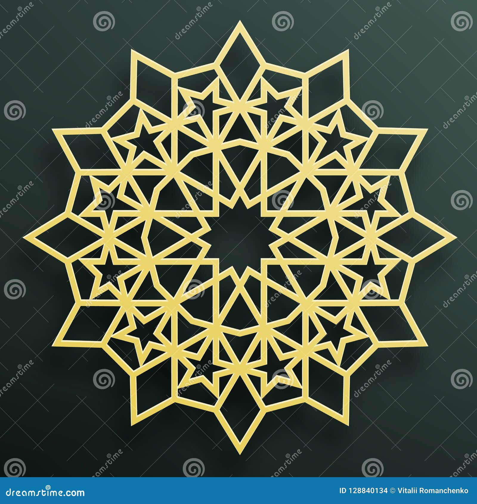 Golden Arabian Ornament on a Dark Background. Eastern Islamic Framework ...