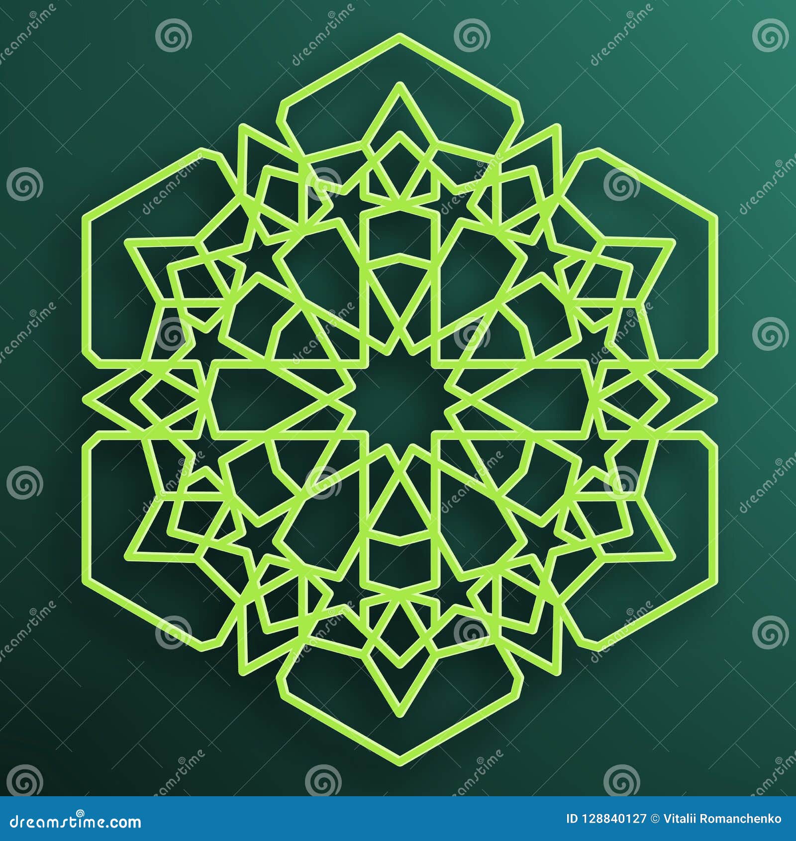 Colored Arabic Ornament on a Dark Background. Symmetrical Pattern ...