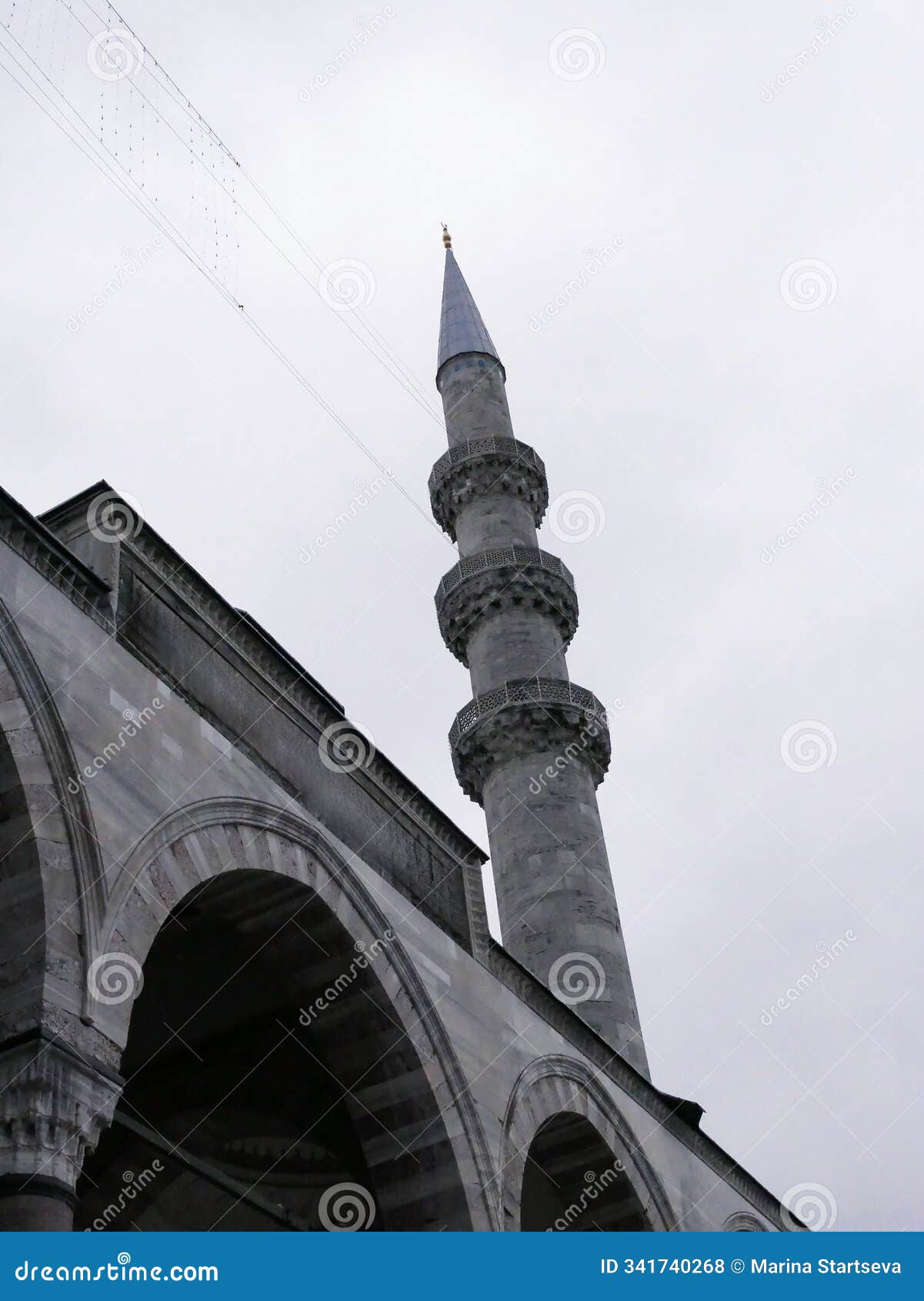 The Eastern Mosque with a Round Dome and Minaret Stock Photo - Image of ...