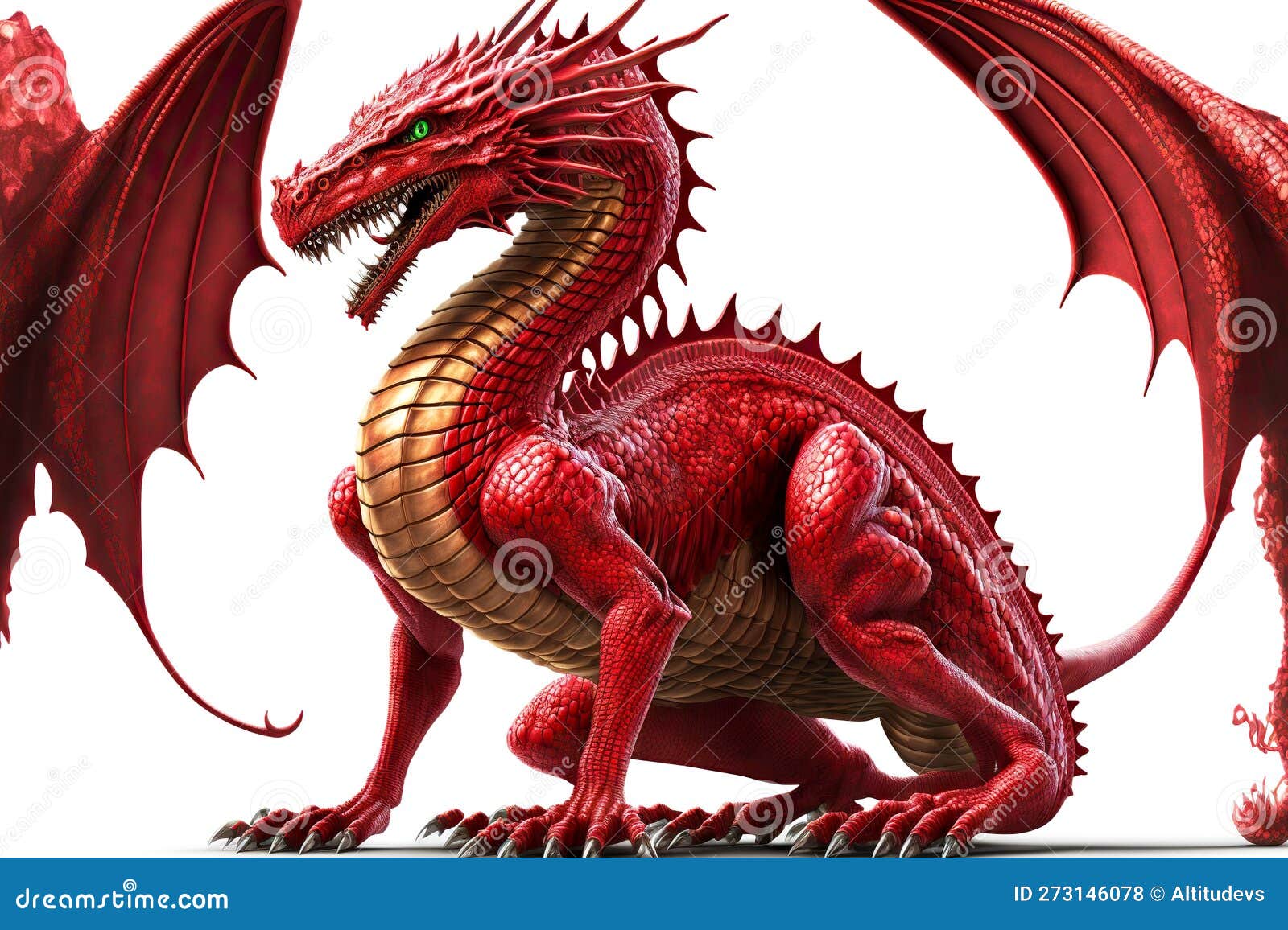 Eastern Mythical Creature Red Dragons is Isolated on White Background ...