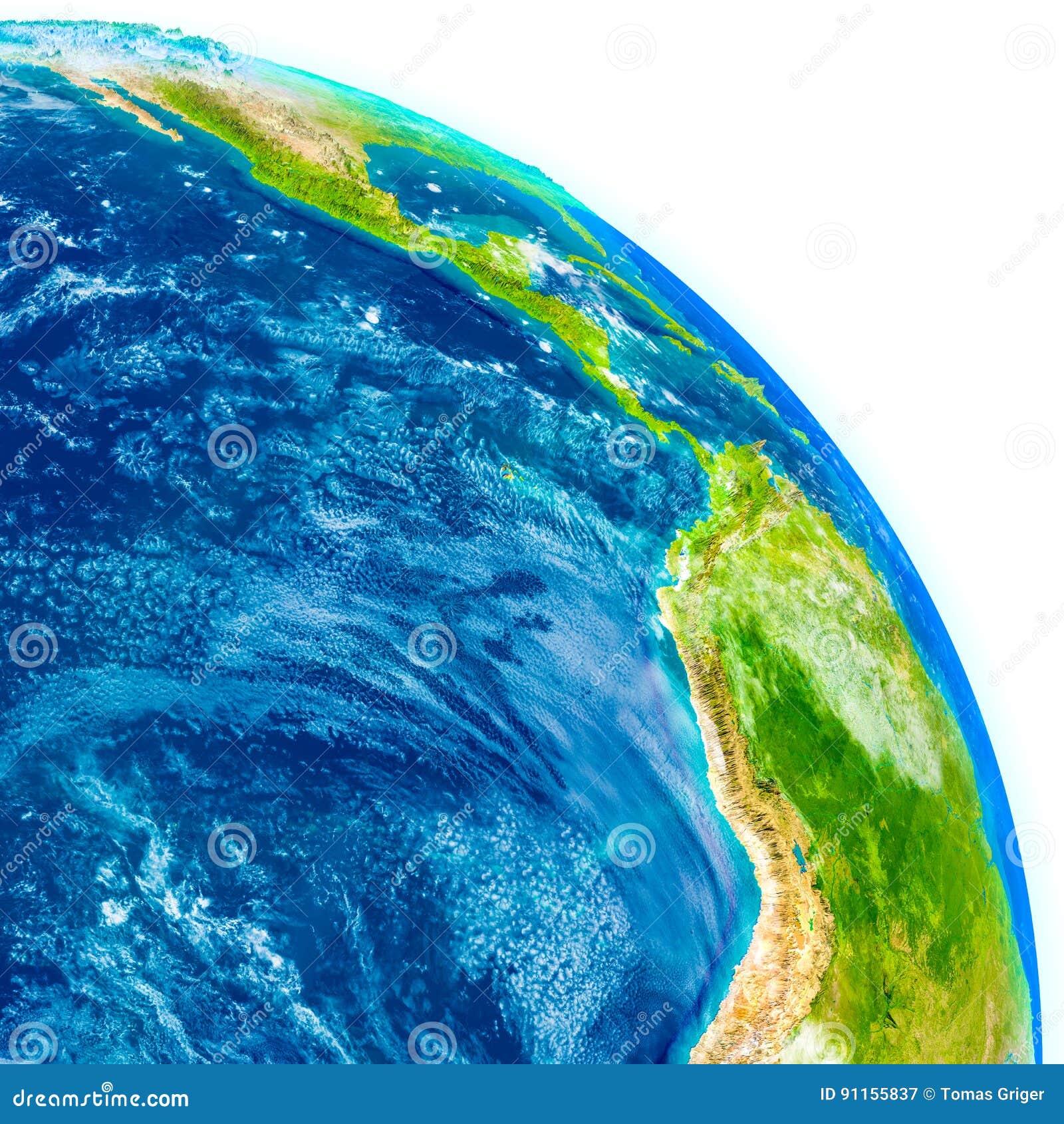 Eastern Pacific on Physical Globe Stock Illustration - Illustration of ...