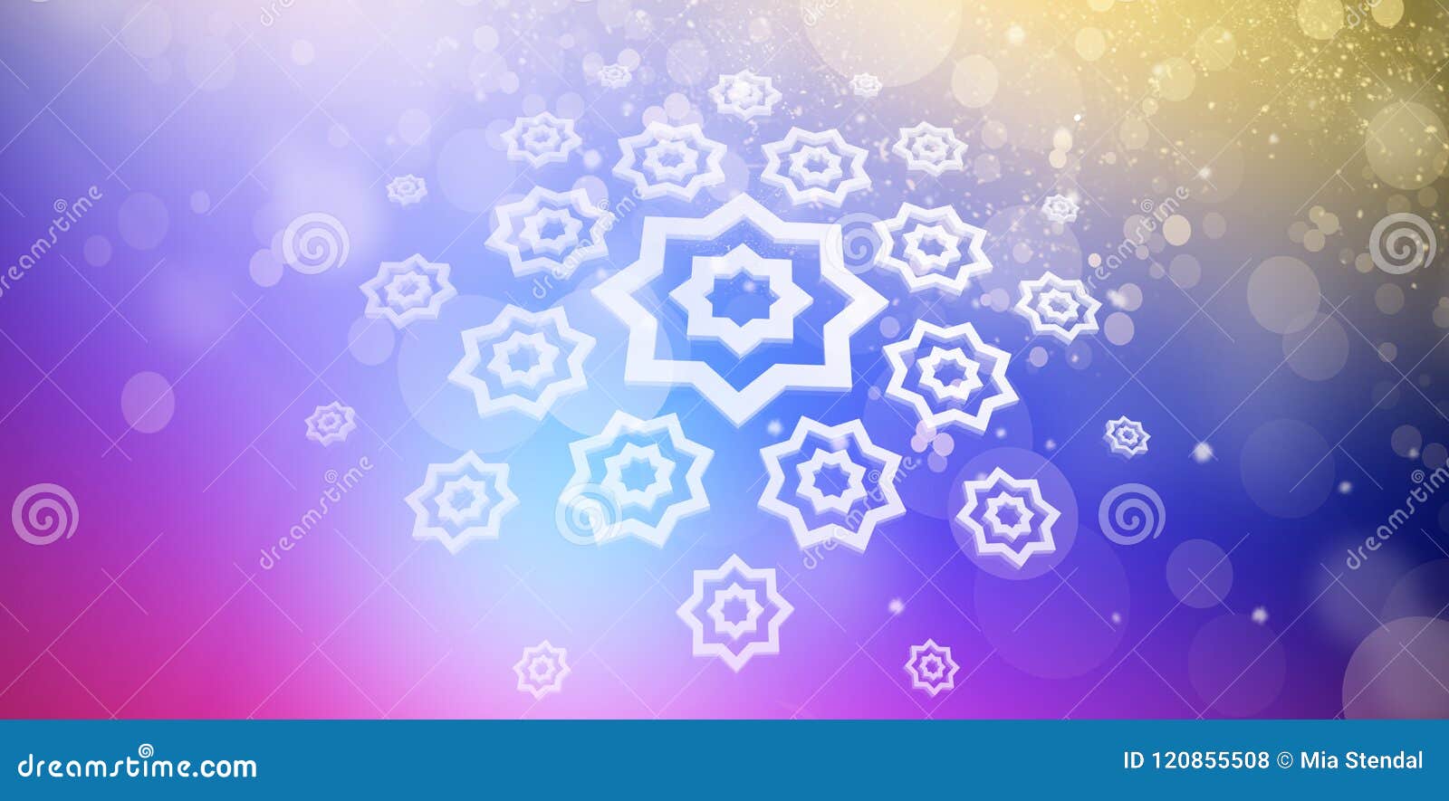 Eastern Pattern, Three-dimensional with Neon Light, Abstract Background ...