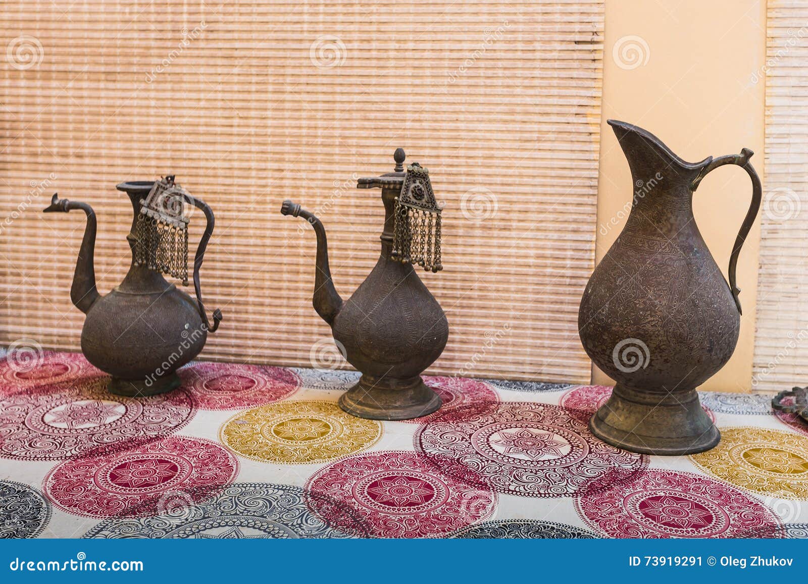 Eastern Pitchers Stand on a Shelf Stock Image - Image of dubai, ghawa ...