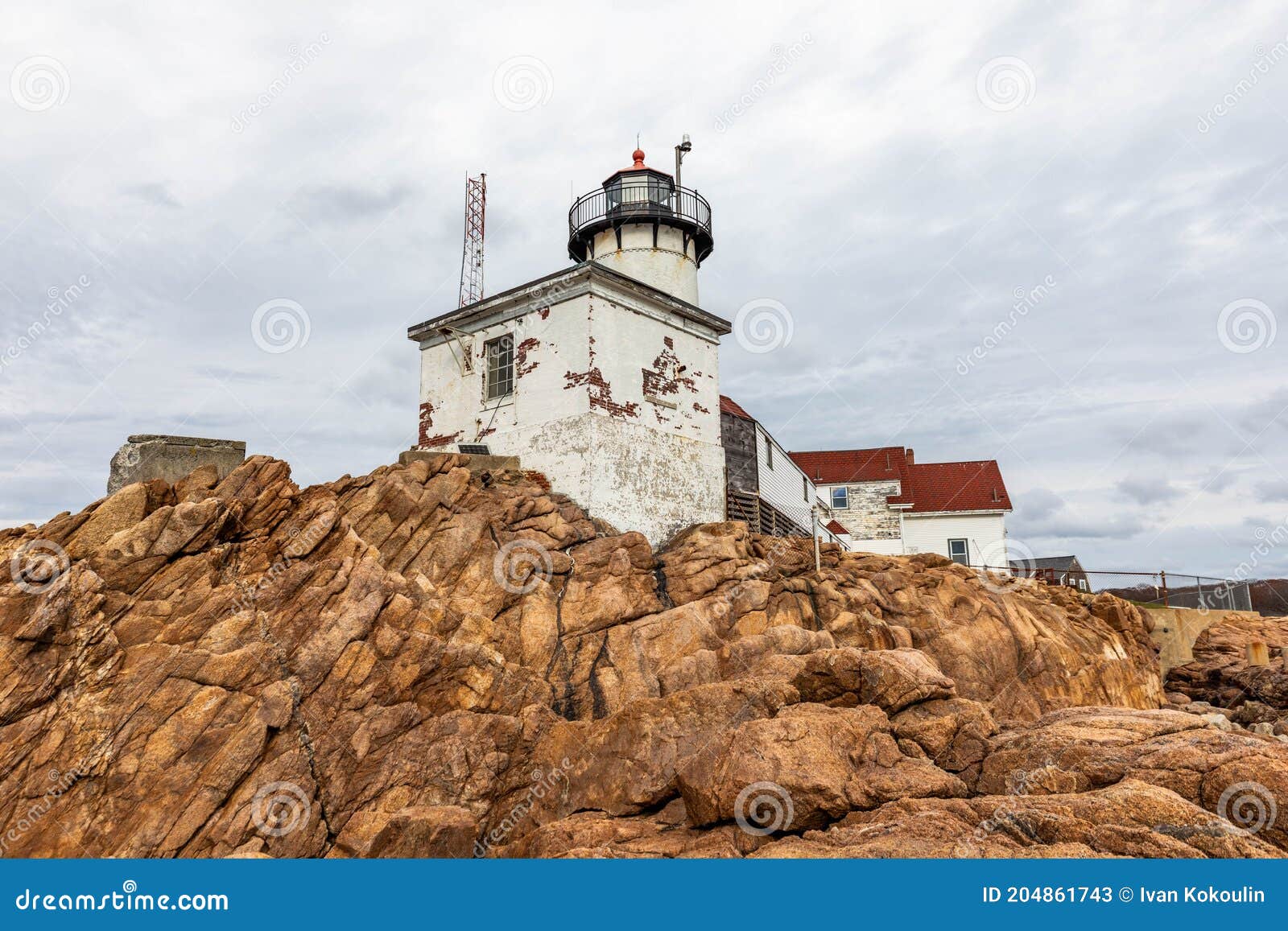 Eastern Point Lighthouse Historic Building in Gloucester, MA Stock ...
