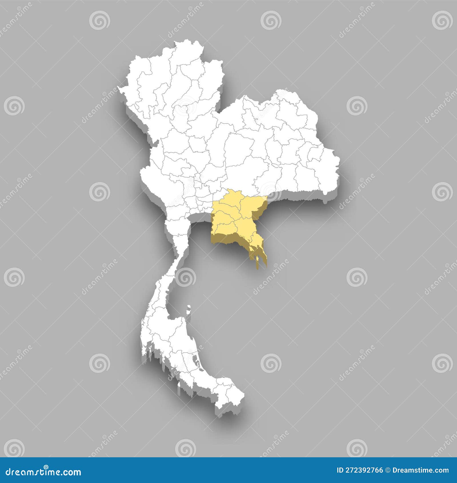 Eastern Region Location within Thailand Map Stock Illustration ...