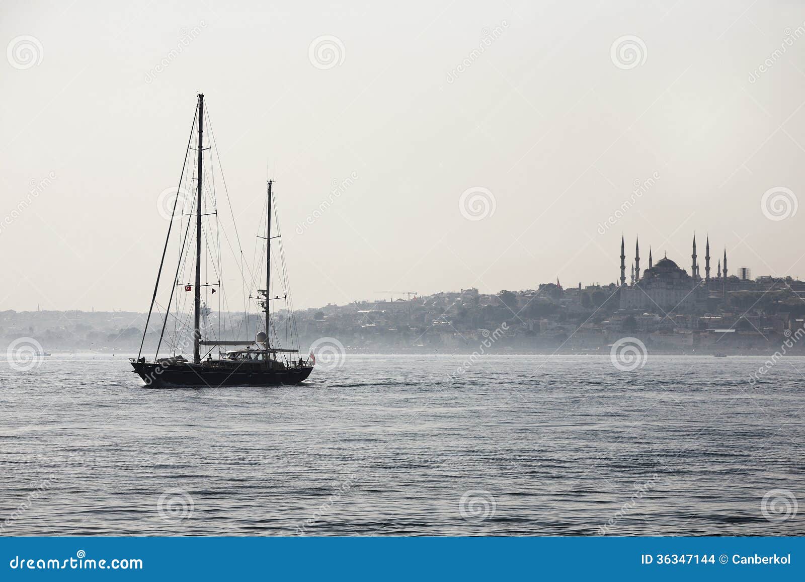 A Sail Boat Cruising in Front of the Old Istanbul. Editorial Stock ...