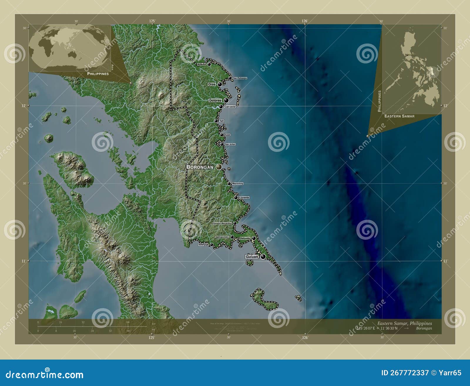 Eastern Samar, Philippines. Wiki. Labelled Points of Cities Stock ...