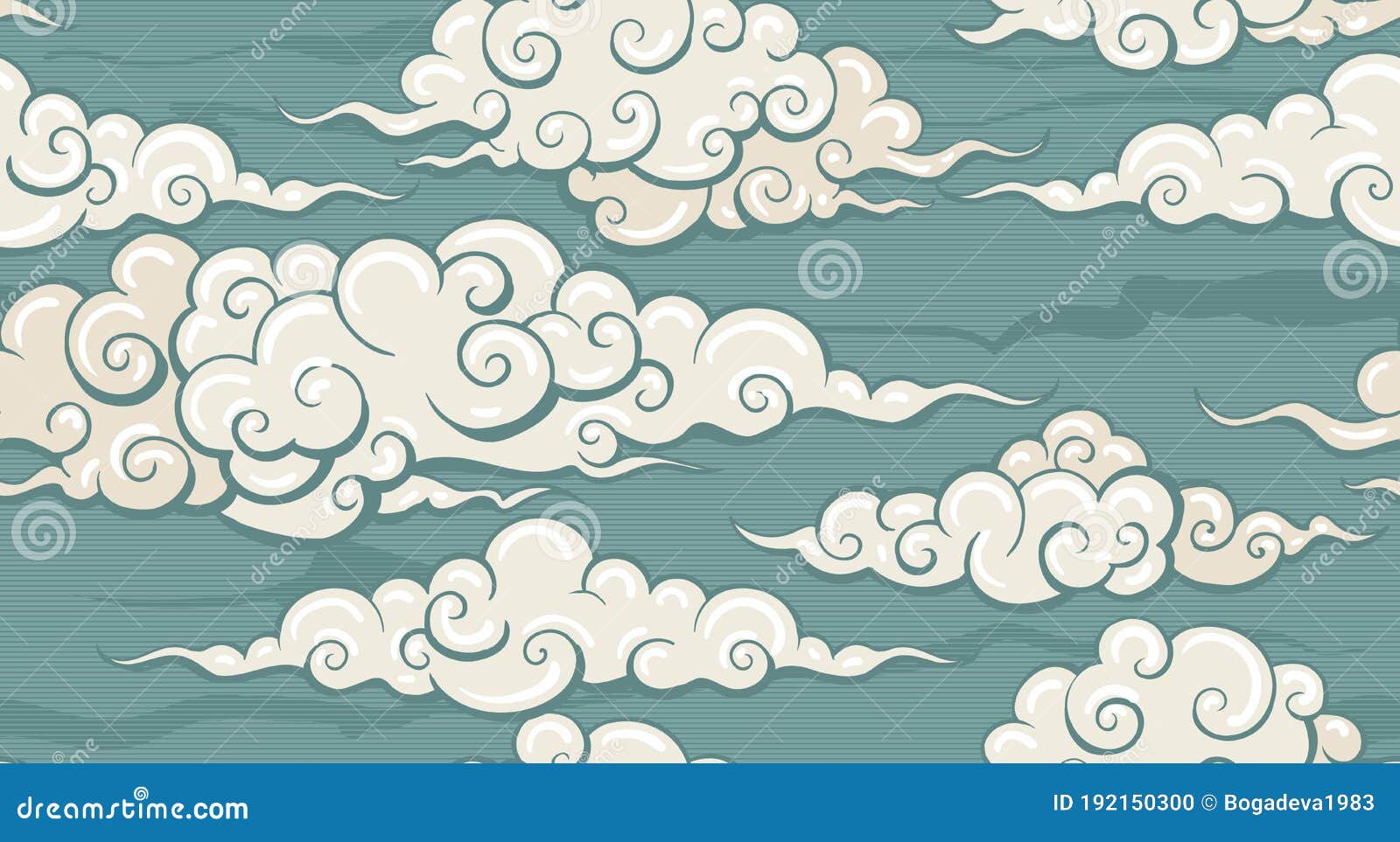 Seamless Cloud Moon Star Pattern With Green Color Starry Night Sky ...