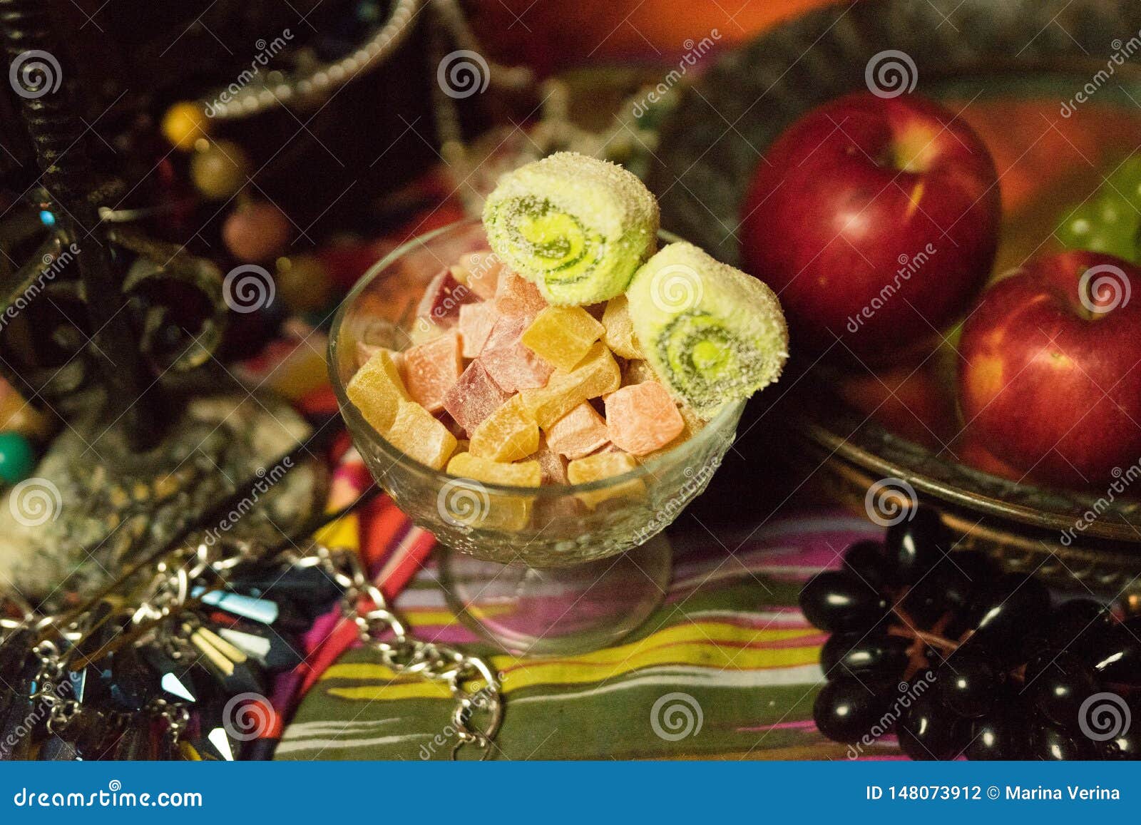Eastern sweets in a vase stock photo. Image of delicacy - 148073912