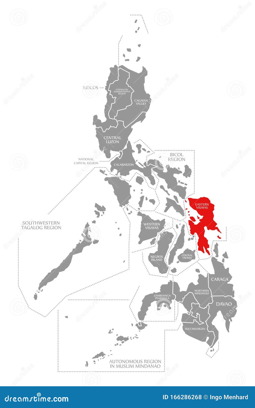 Eastern Visayas Red Highlighted in Map of Philippines Stock ...