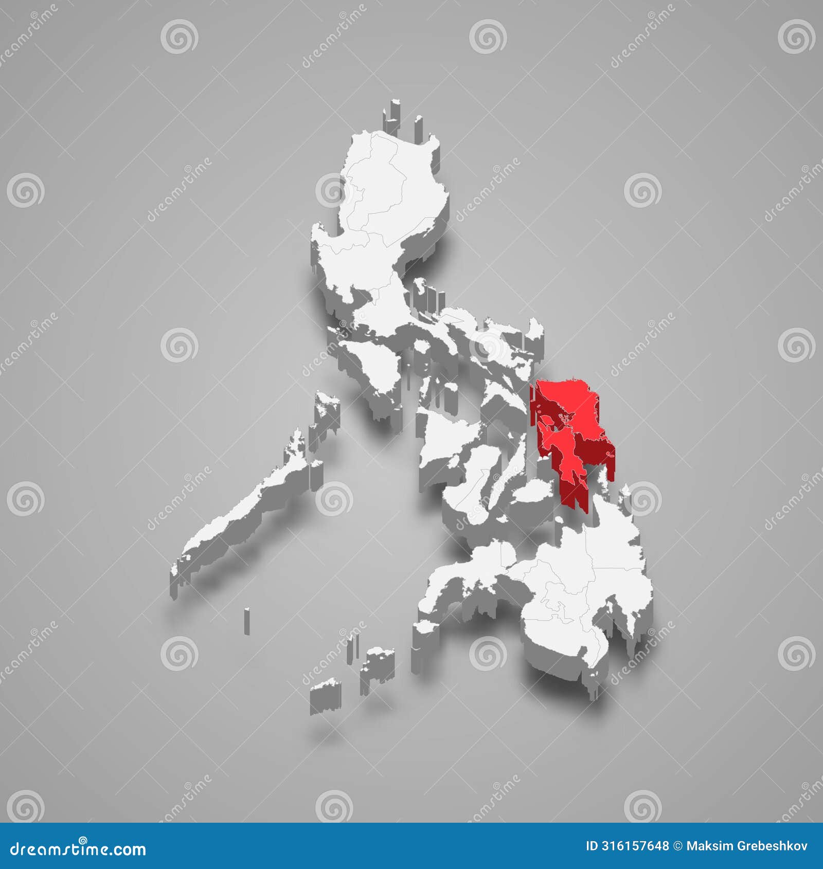 Eastern Visayas Region Location within Philippines 3d Map Stock Vector ...