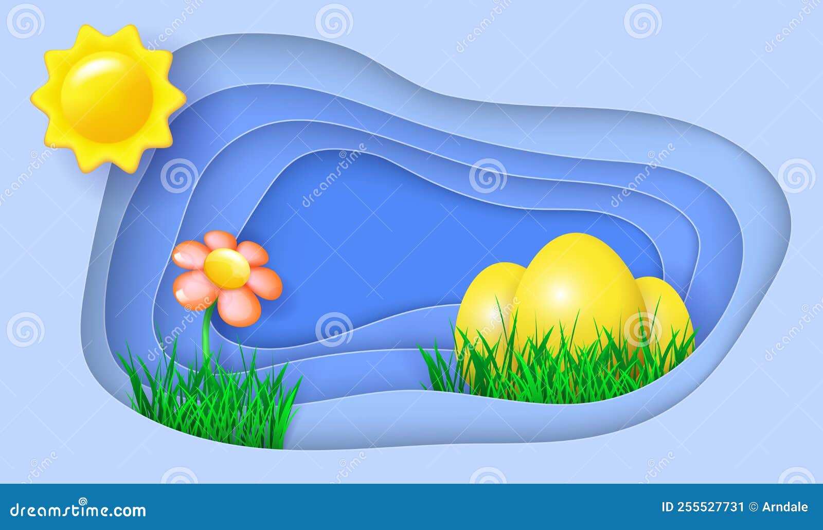 Easter Eggs and Green Grass in Cut Out Paper Style Stock Vector ...