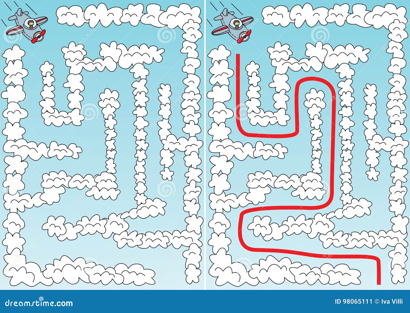 Easy airplane maze stock vector. Illustration of flying - 98065111
