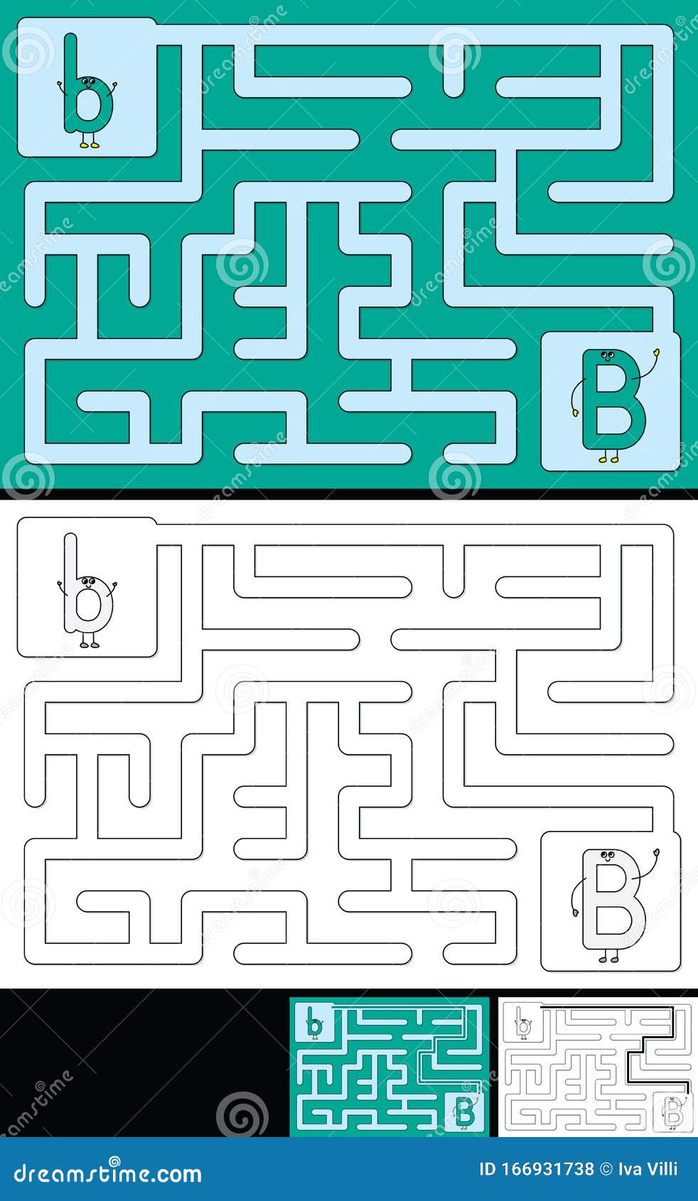 Easy Alphabet Maze - Letter B Stock Vector - Illustration of solution ...
