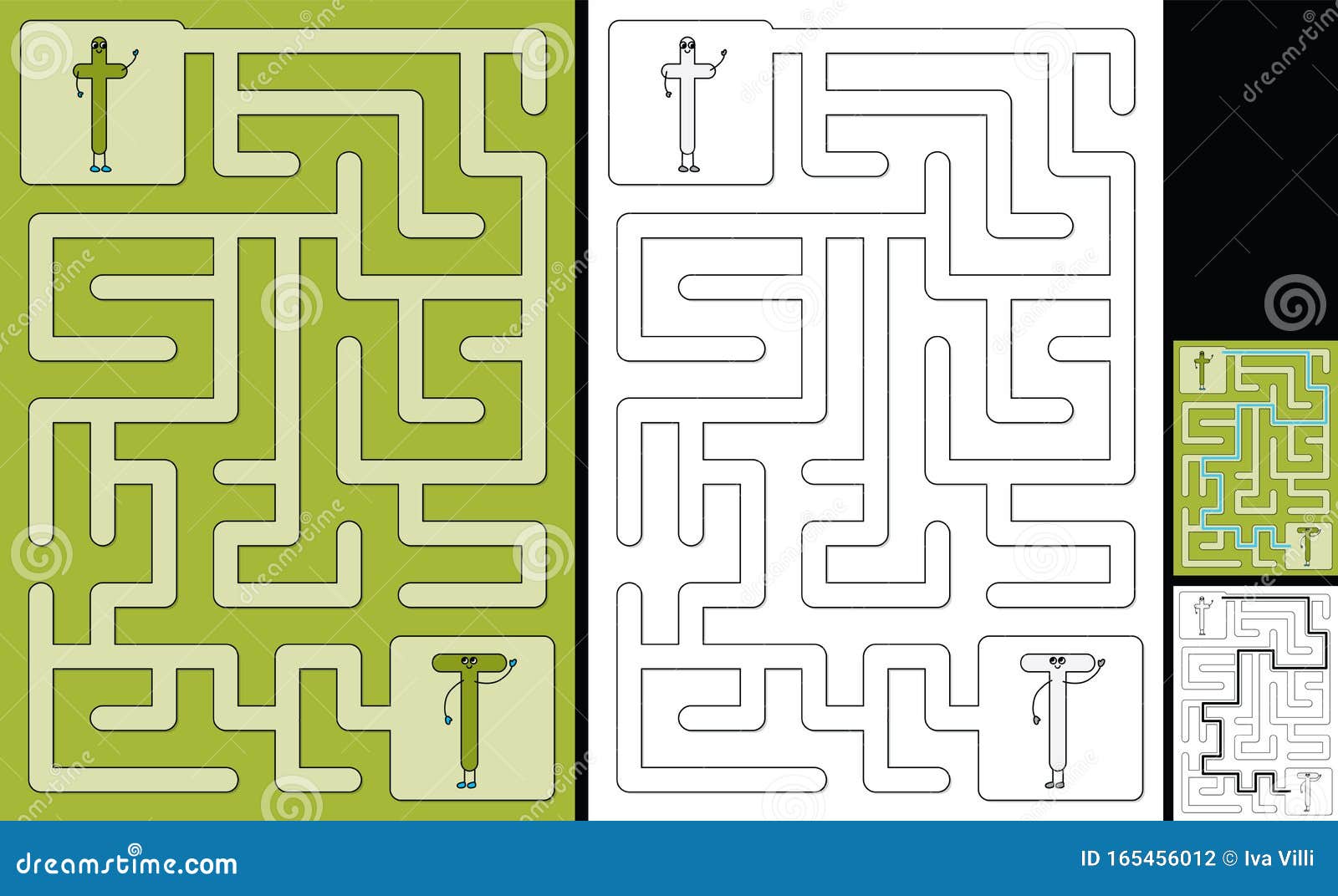 Easy Alphabet Maze - Letter T Stock Vector - Illustration of task ...