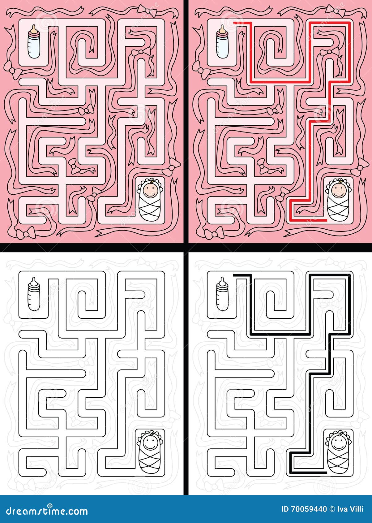 Easy baby maze stock vector. Illustration of worksheet - 70059440