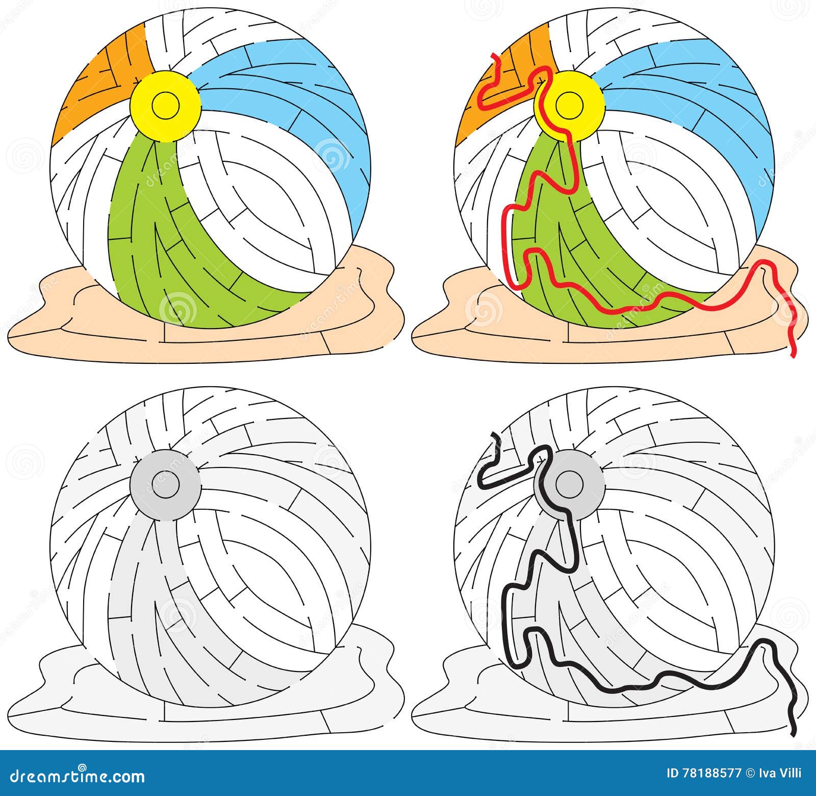 Easy beach ball maze stock vector. Illustration of ball - 78188577