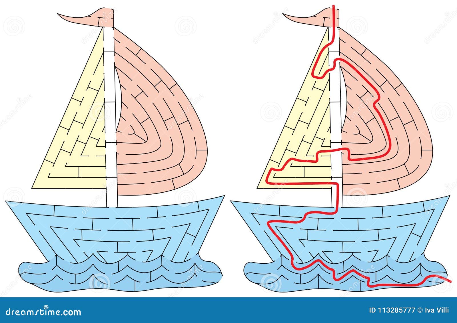 Easy boat maze stock vector. Illustration of easy, puzzle - 113285777