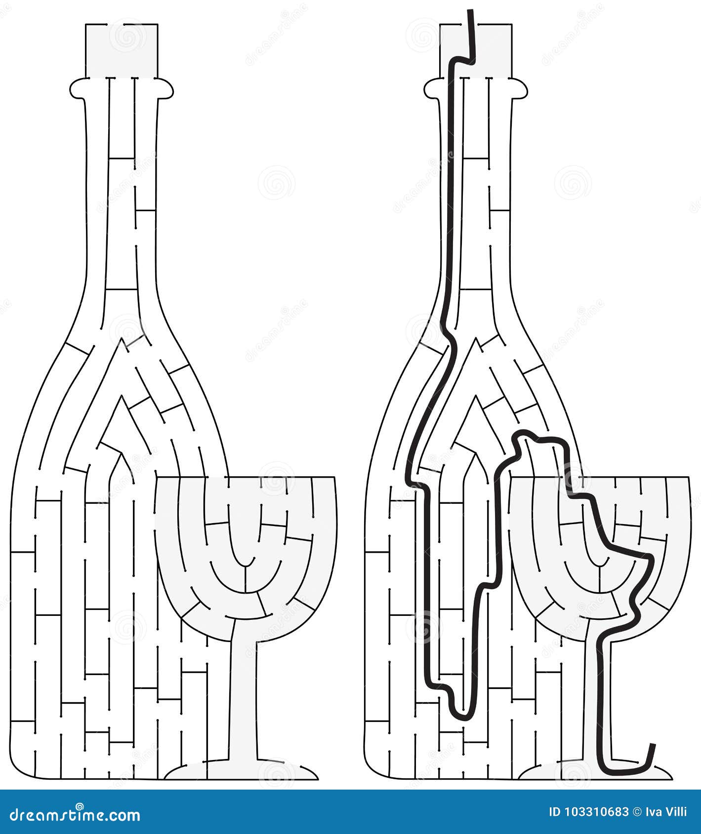 Easy bottle maze stock vector. Illustration of white - 103310683