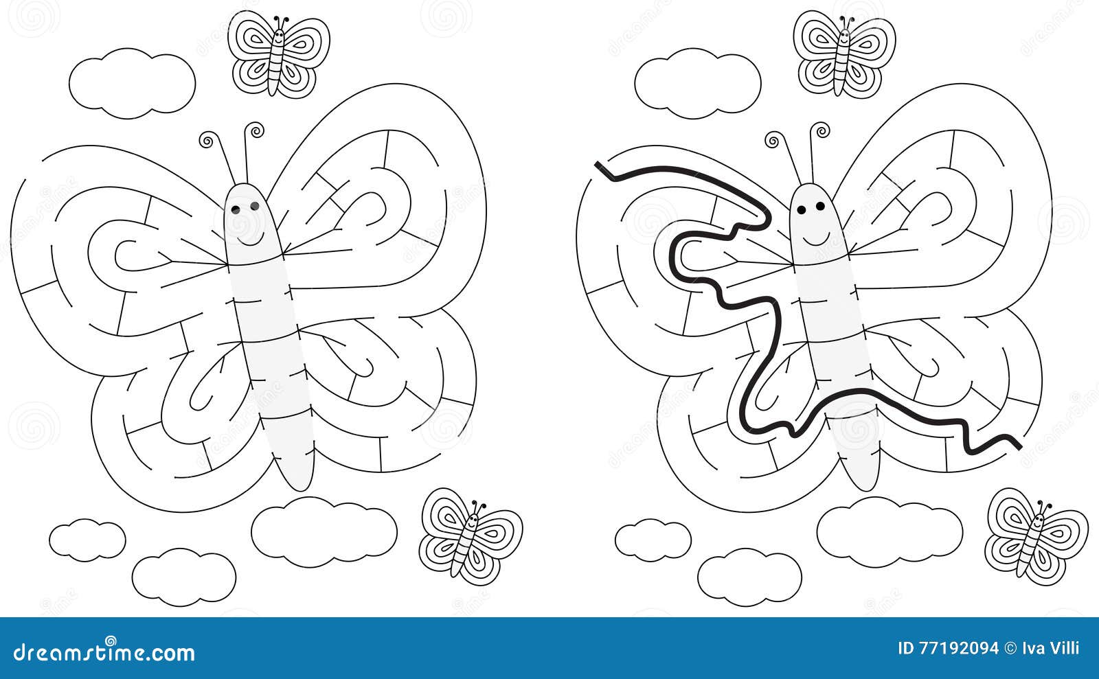 Easy butterfly maze stock vector. Illustration of puzzle - 77192094