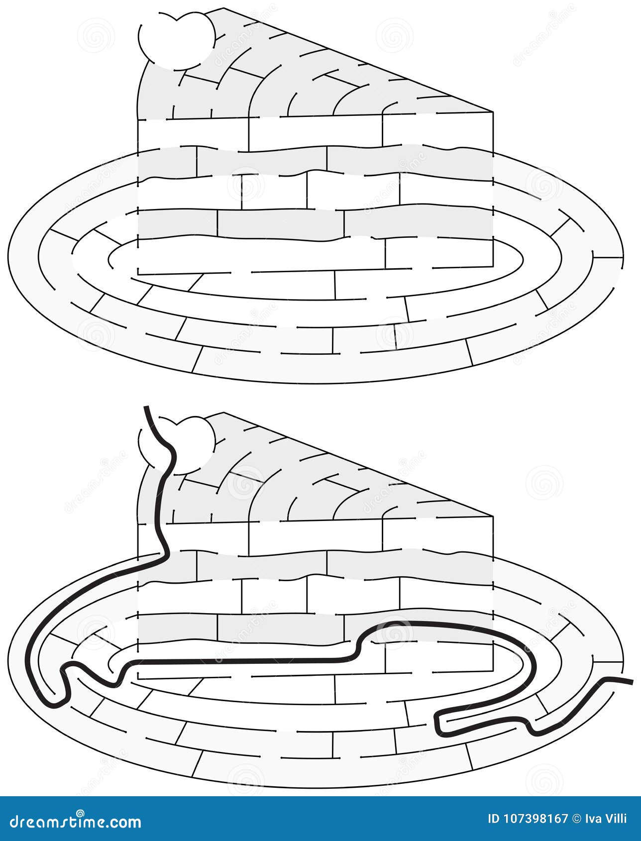 Easy cake maze stock vector. Illustration of solution - 107398167