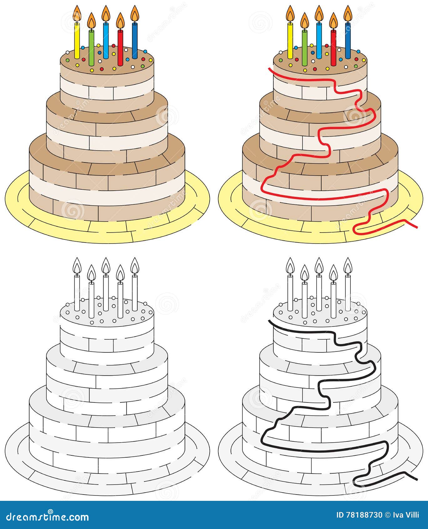 Easy cake maze stock vector. Illustration of puzzle, easy - 78188730